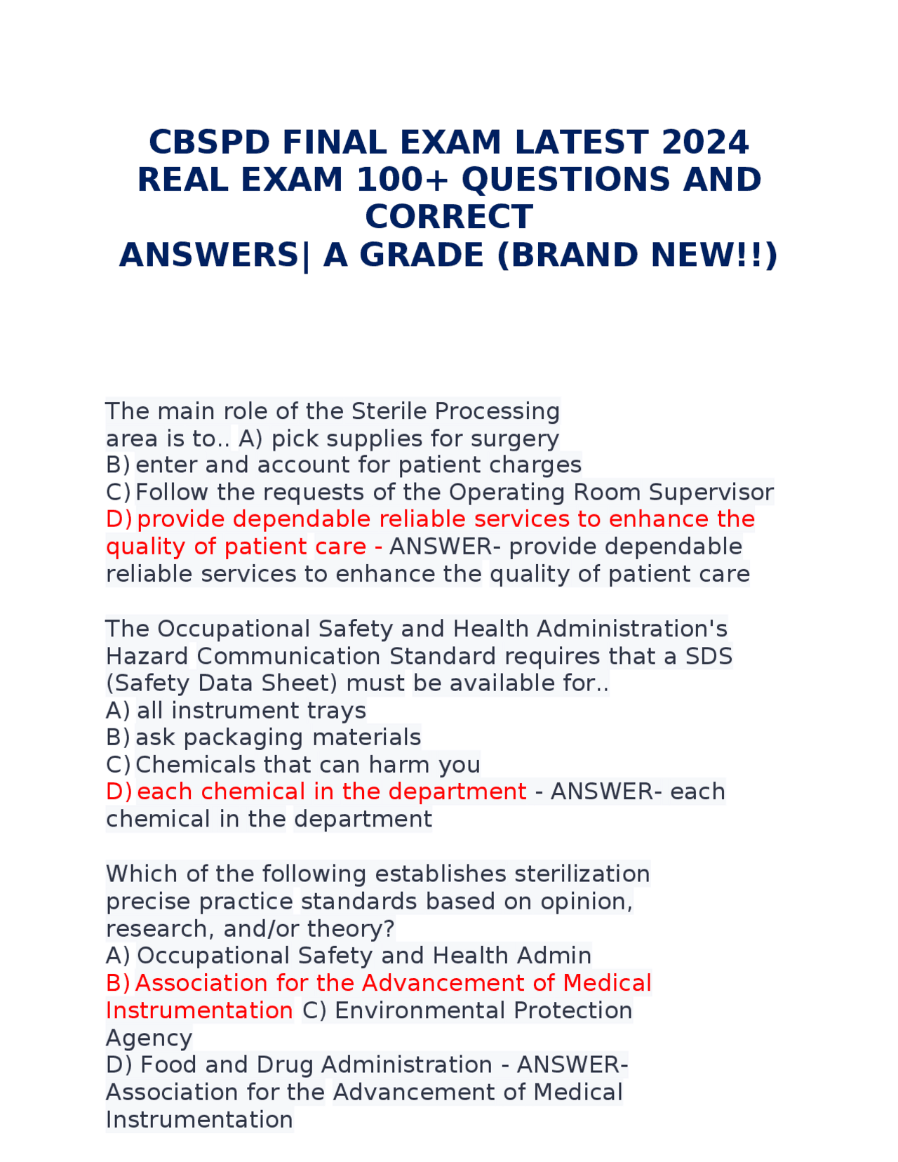 CBSPD FINAL EXAM LATEST 2024 REAL EXAM 100+ QUESTIONS AND CORRECT ...