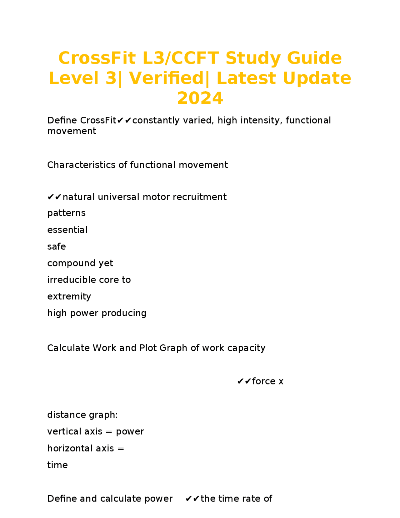 CrossFit L3/CCFT Study Guide Level 3| Verified| Latest Update 2024 ...