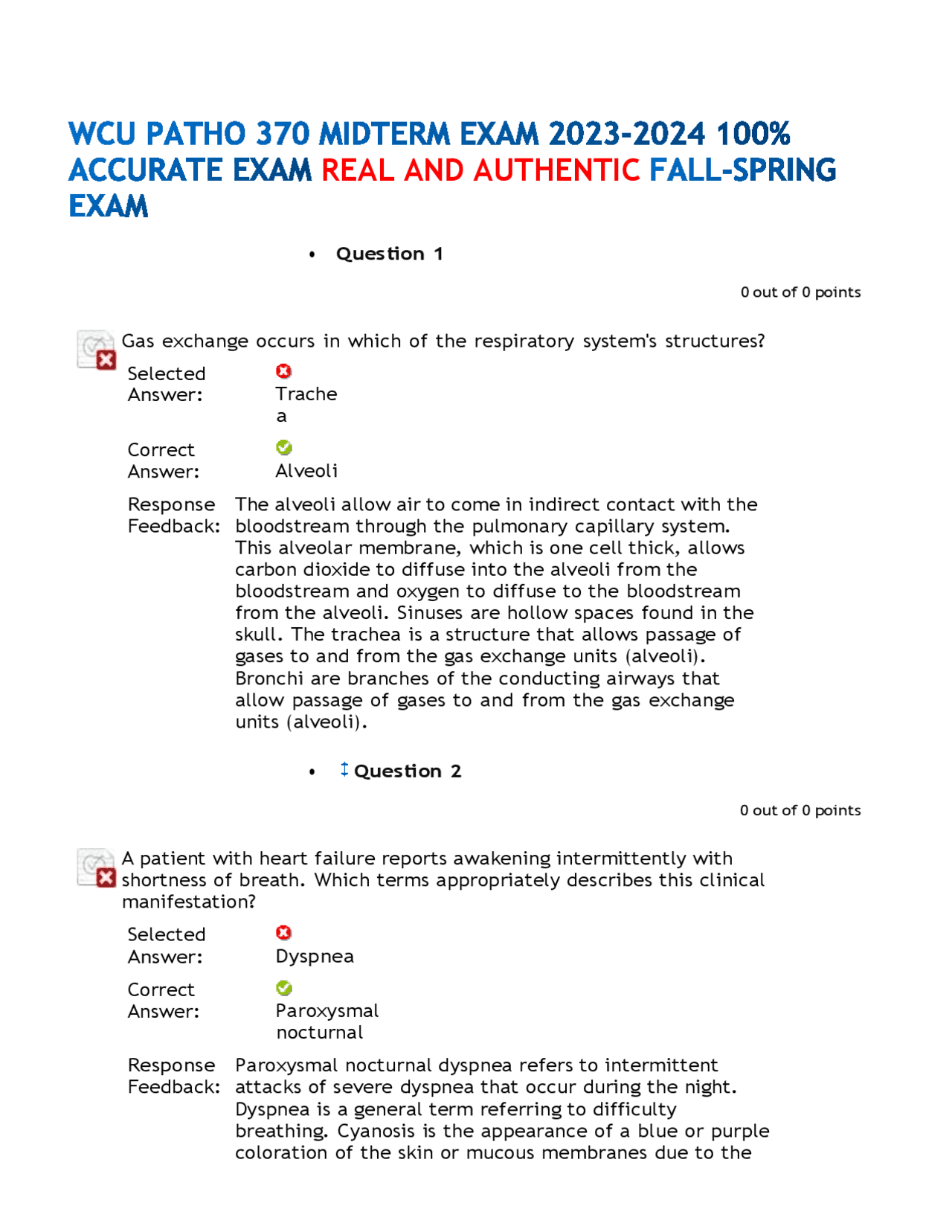 WCU PATHO 370 MIDTERM EXAM 2023-2024 100% ACCURATE EXAM REAL AND ...
