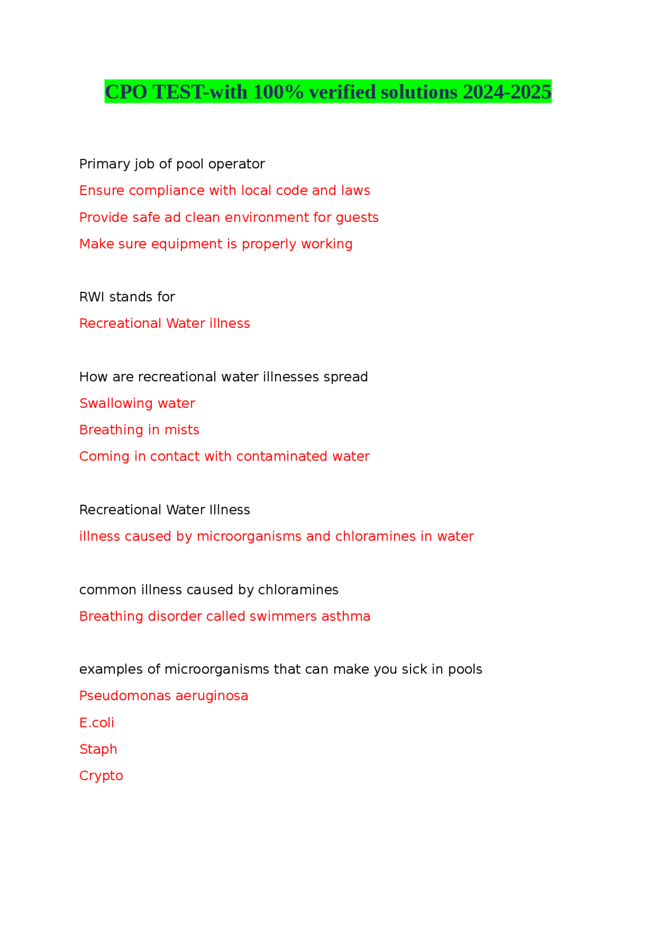 CPO TEST-with 100% verified solutions 2024-2025 | Exams Advanced ...