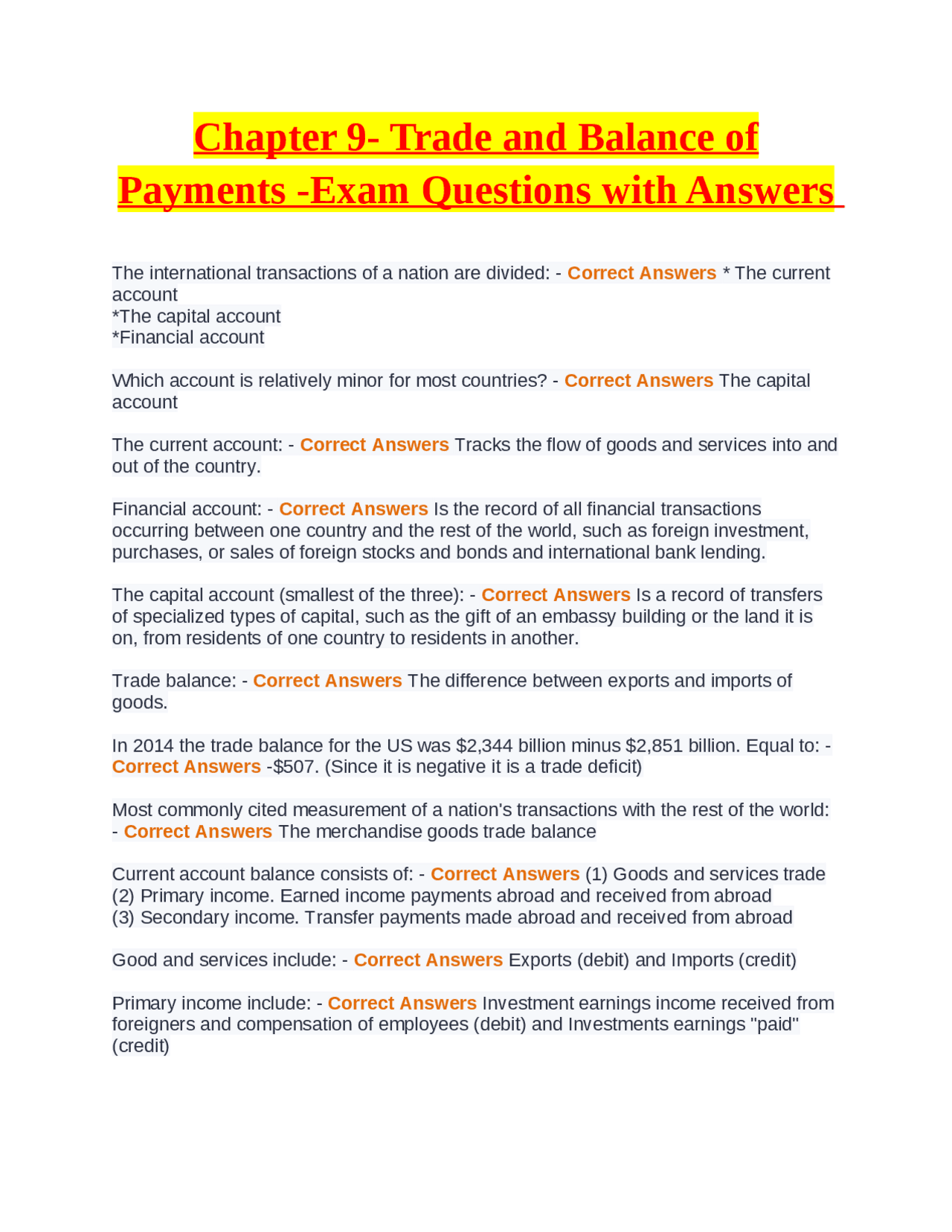Chapter 9- Trade and Balance of Payments -Exam Questions with Answers ...