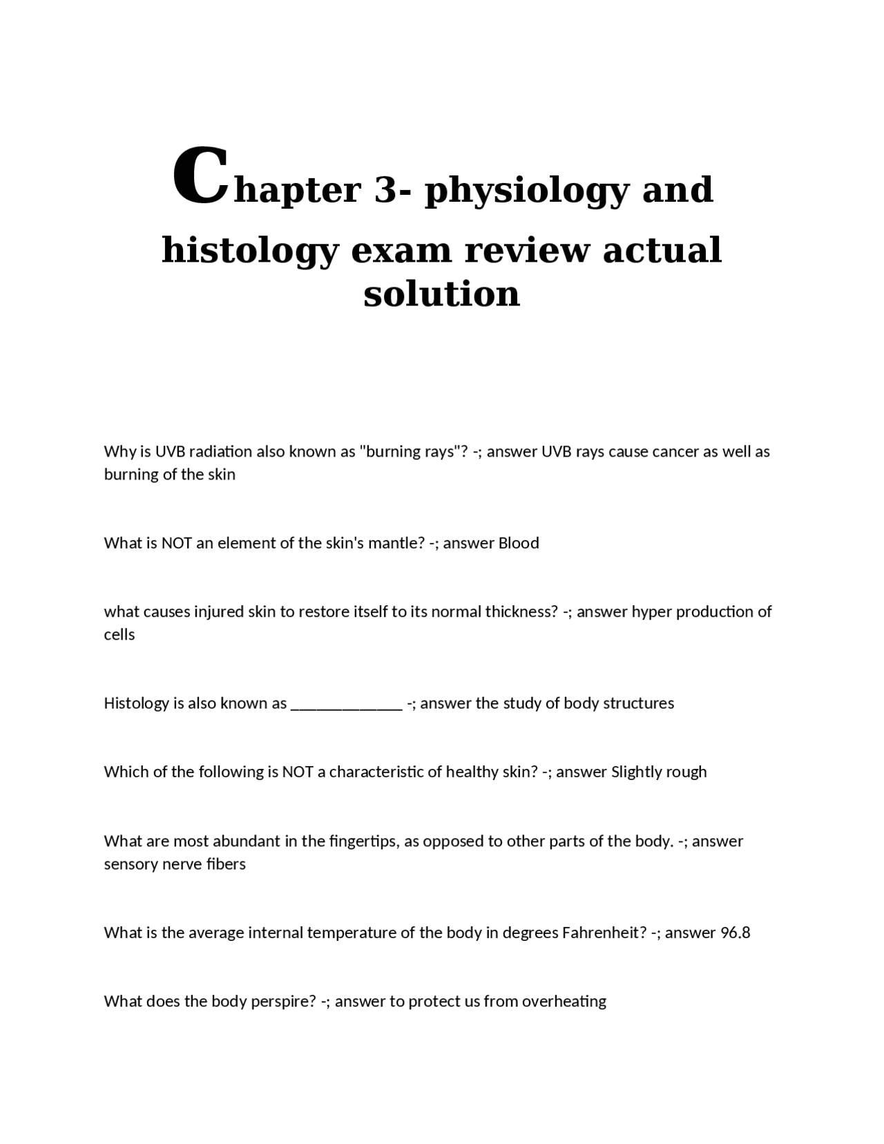 chapter 3- physiology and histology exam review actual solution | Exams ...
