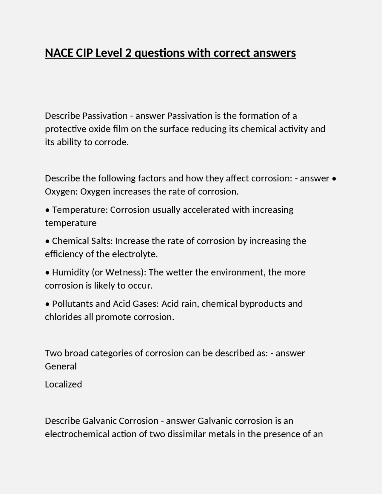 NACE CIP Level 2 questions with correct answers | Exams Nursing | Docsity