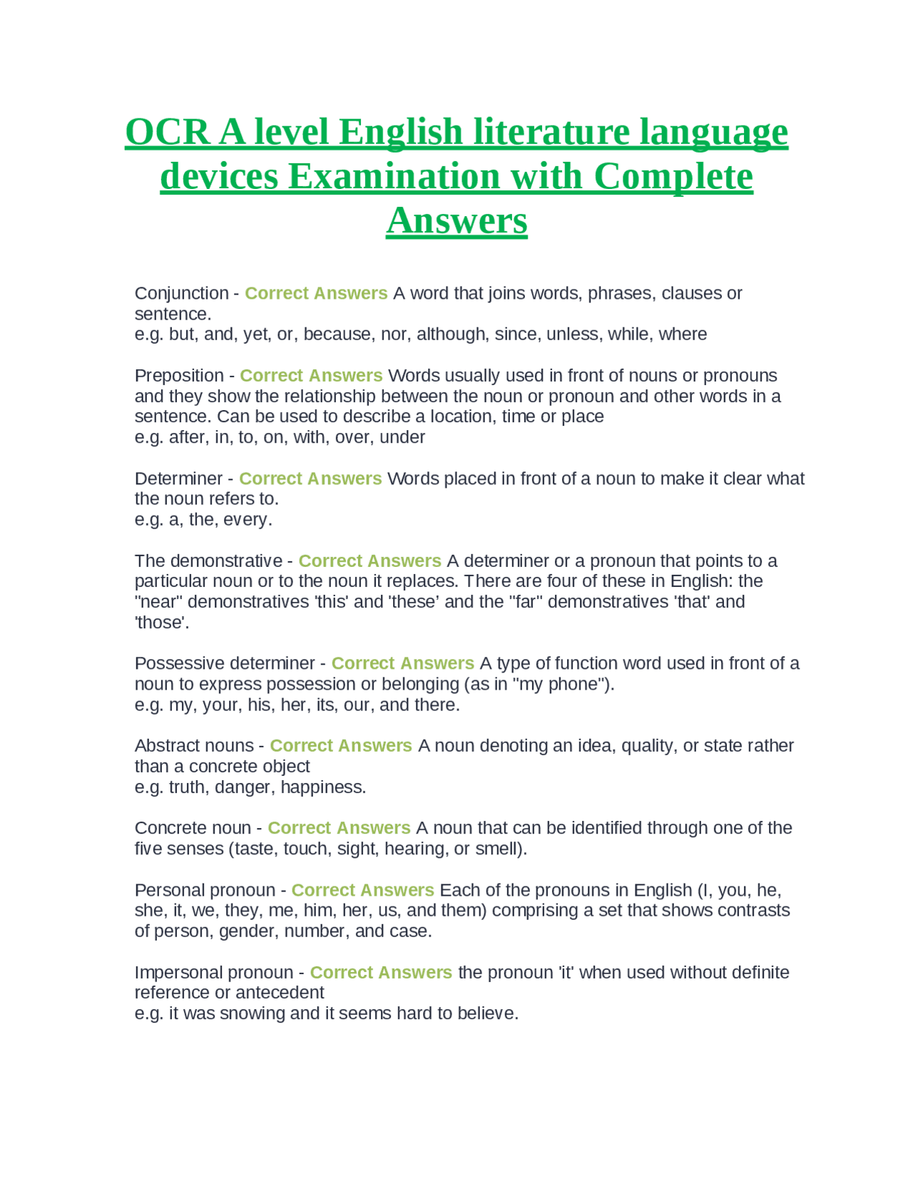 OCR A level English literature language devices Examination with ...