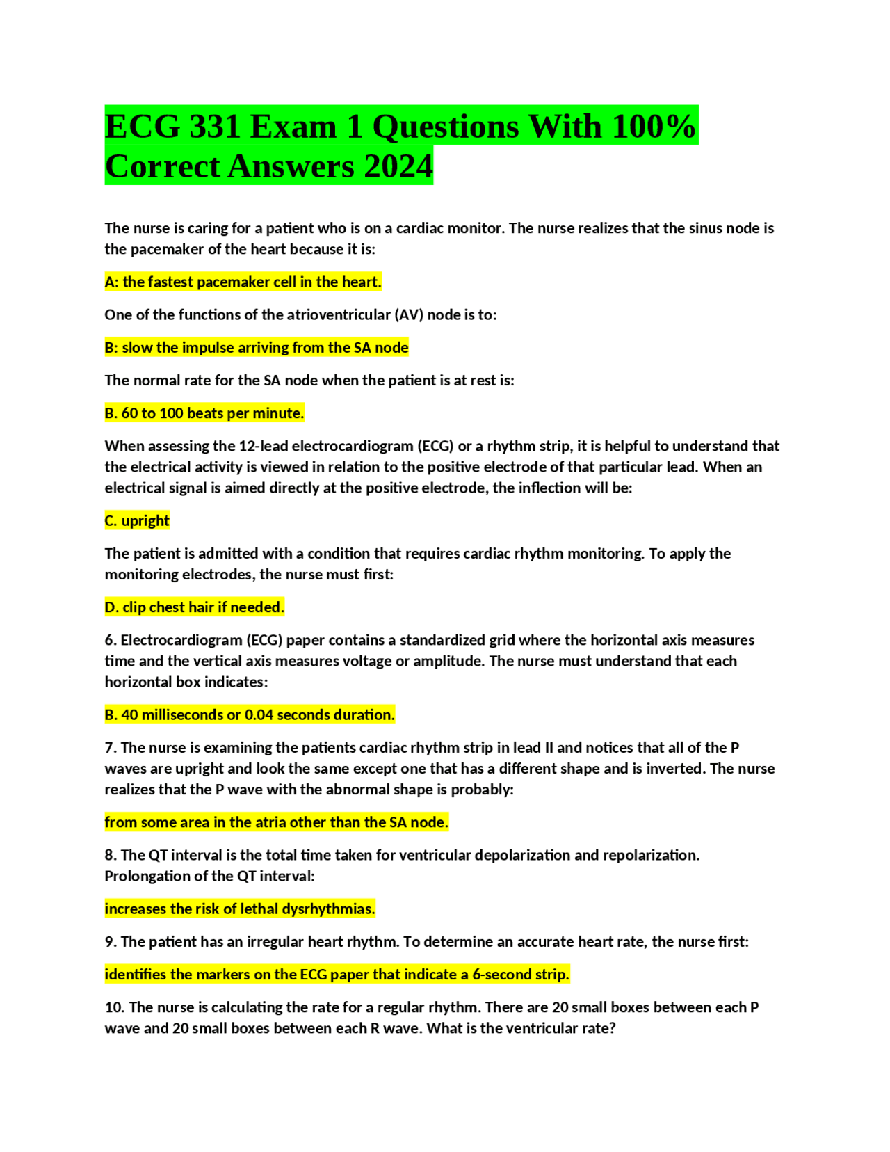 ECG 331 Exam 1 Questions With 100% Correct Answers 2024 | Exams ...