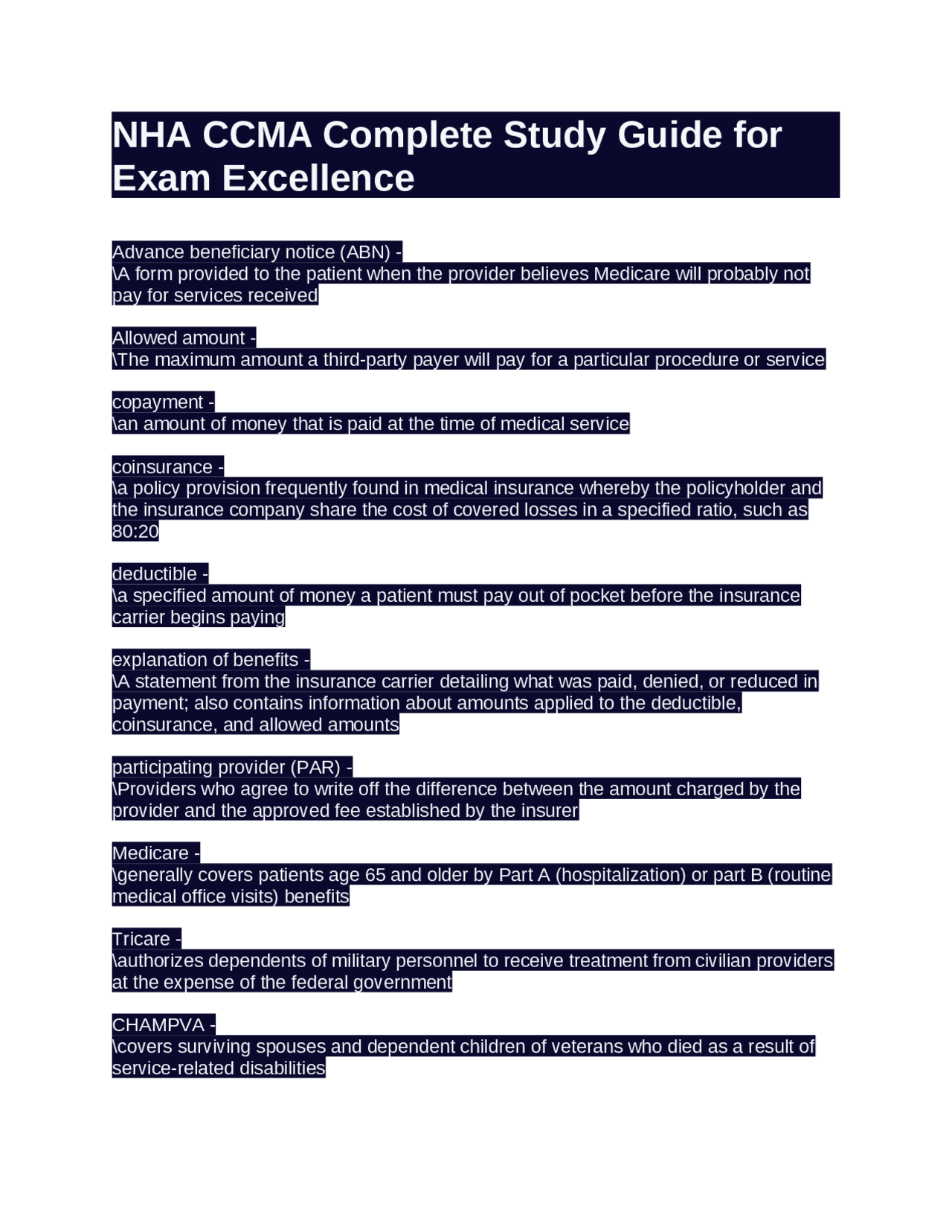 NHA CCMA Complete Study Guide for Exam Excellence | Exams Clinical ...