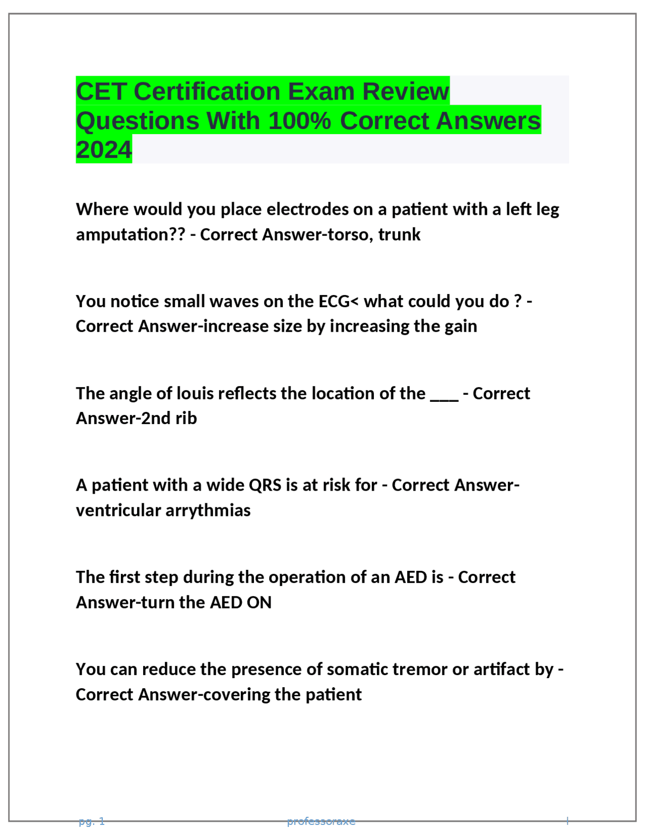 CET Certification Exam Review Questions With 100% Correct Answers 2024 ...