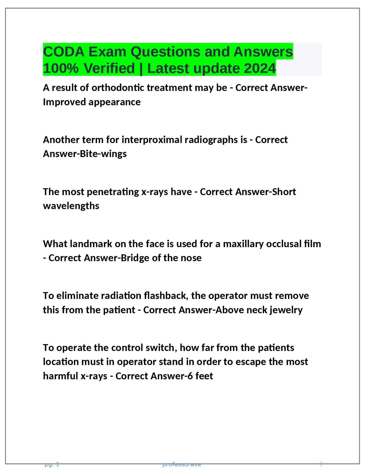 CODA Exam Questions and Answers 100% Verified | Latest update 2024 ...