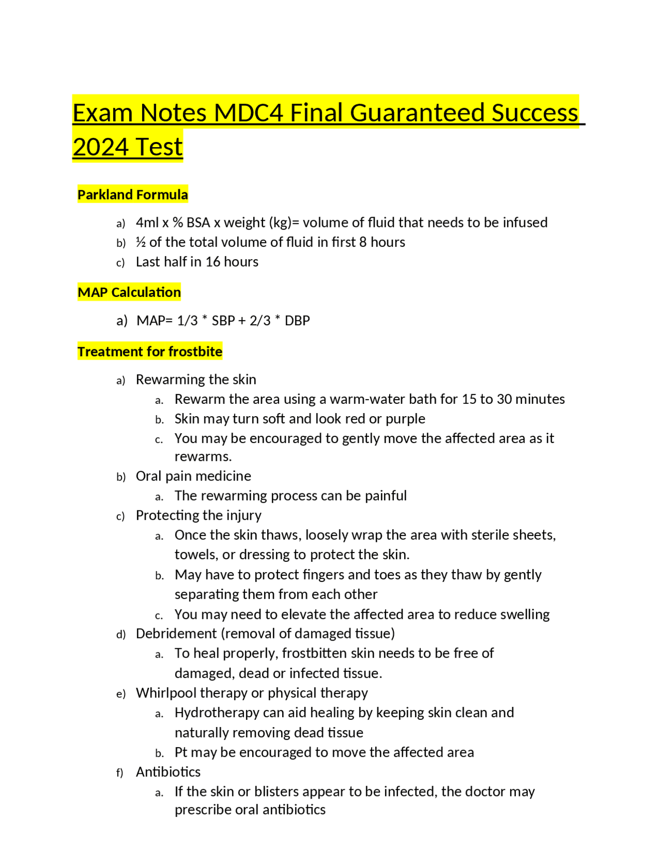Exam Notes MDC4 Final Guaranteed Success 2024 Test | Exams Nursing ...