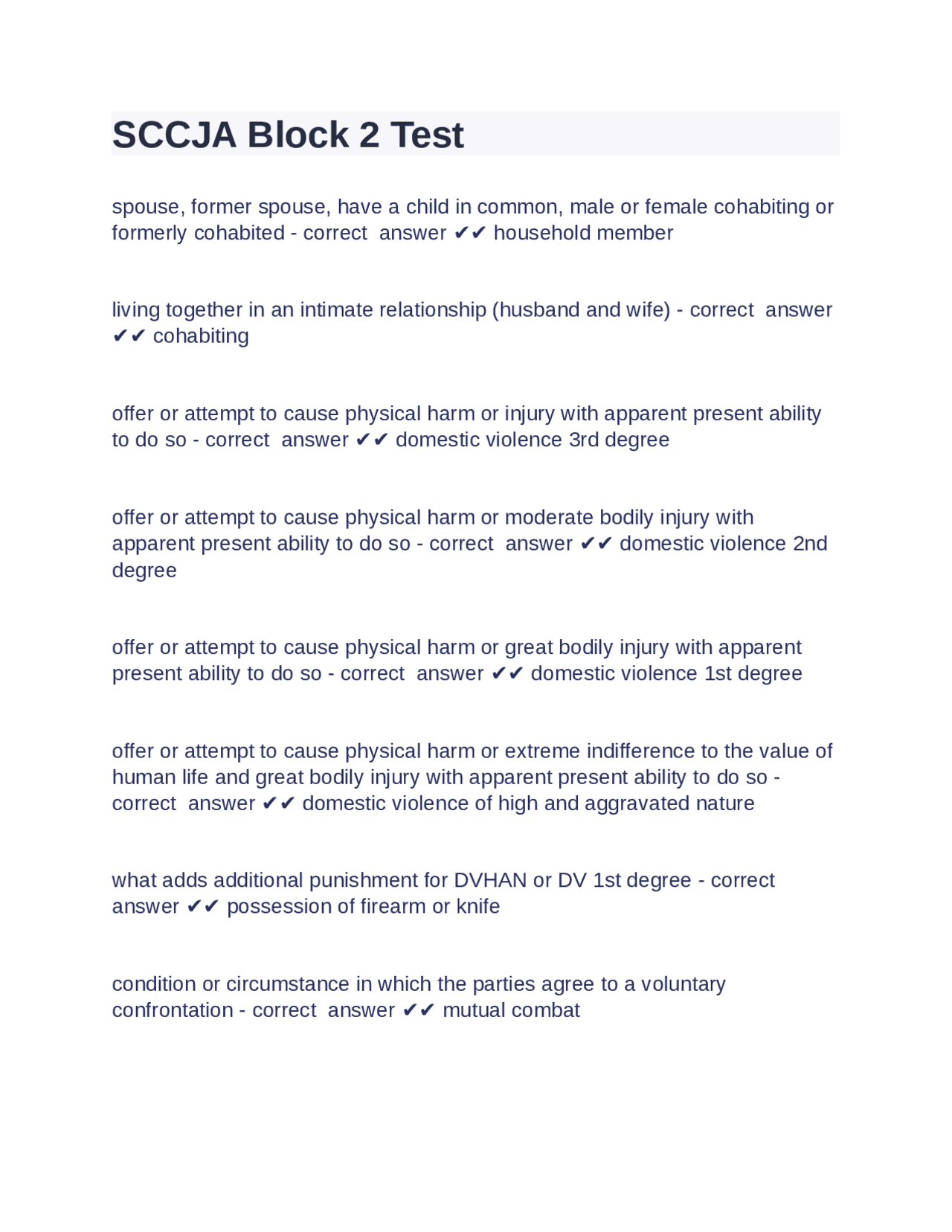 SCCJA Block 2 Test Question and answers 100% correct | Exams Science ...