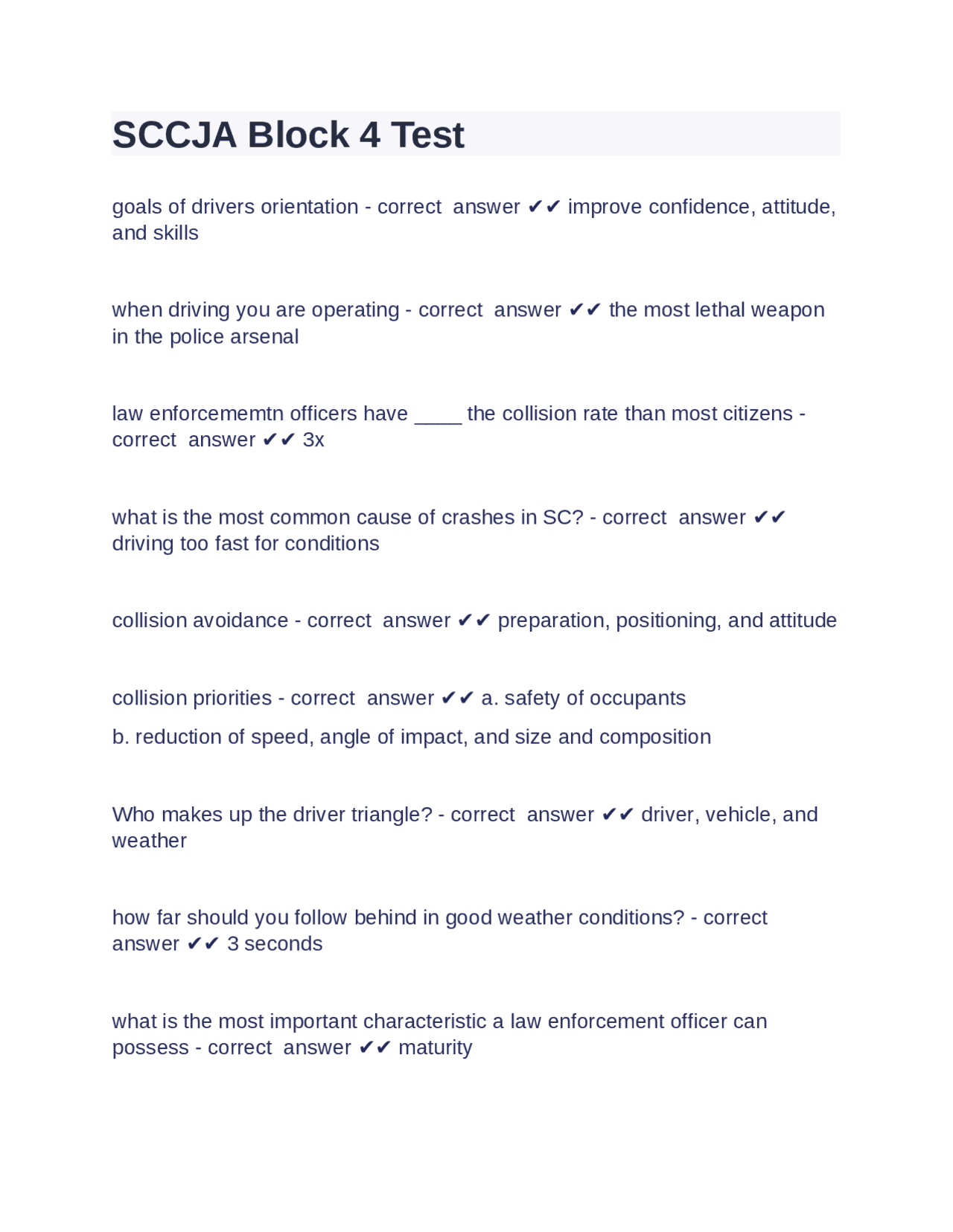 SCCJA Block 4 Test Question and answers already passed | Exams Science ...