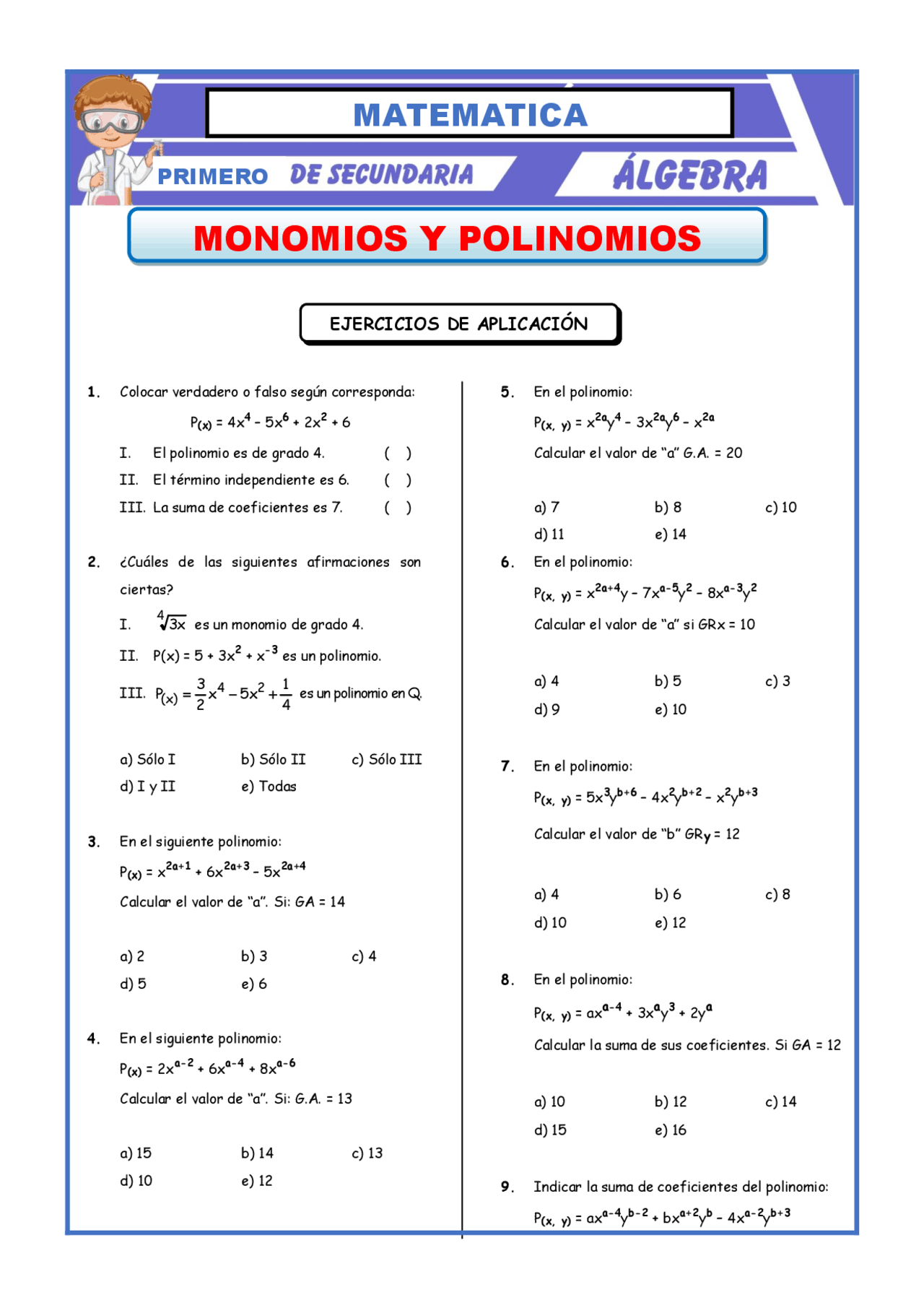 GRADOS, MONOMIOS Y POLINOMIOS | Monografías, Ensayos de Matemáticas ...