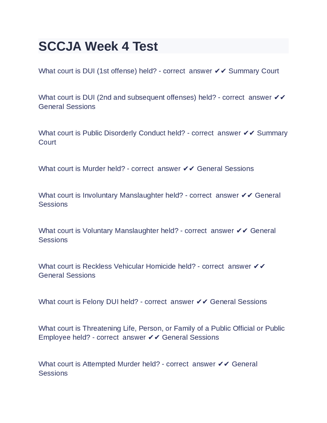SCCJA Week 4 Test Questions with complete solution | Exams Science ...