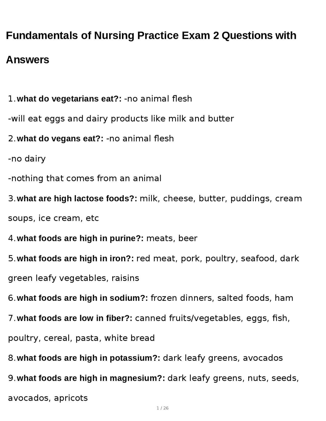 Fundamentals of Nursing Practice Exam 2 Questions with Answers | Exams ...