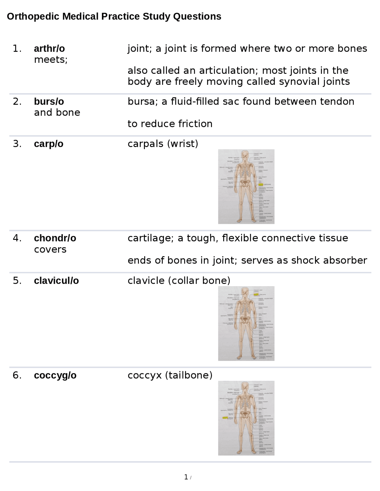 Orthopedic Medical Practice Study Questions | Study Guides, Projects ...