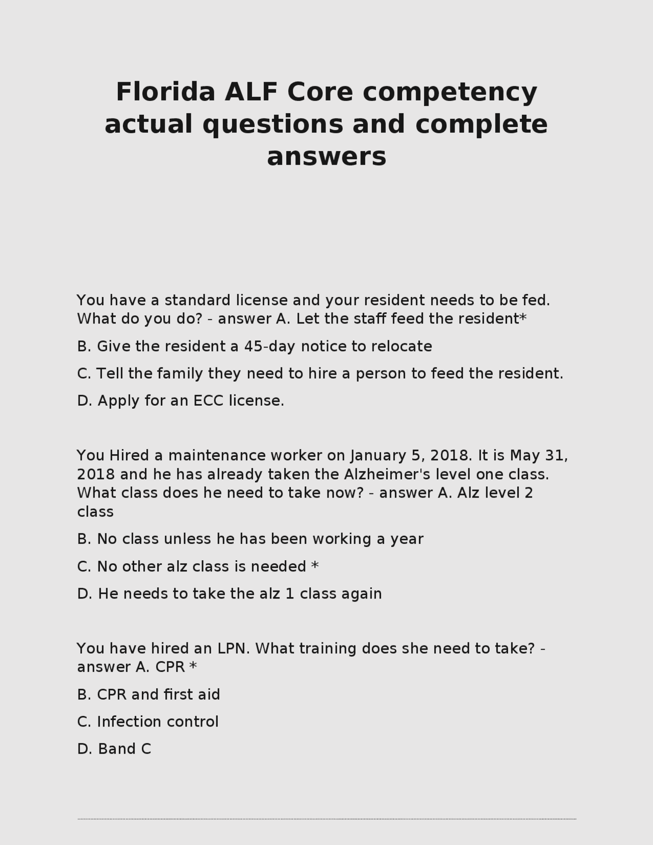 Florida Core Pest sample questions with answers | Exams Nursing | Docsity