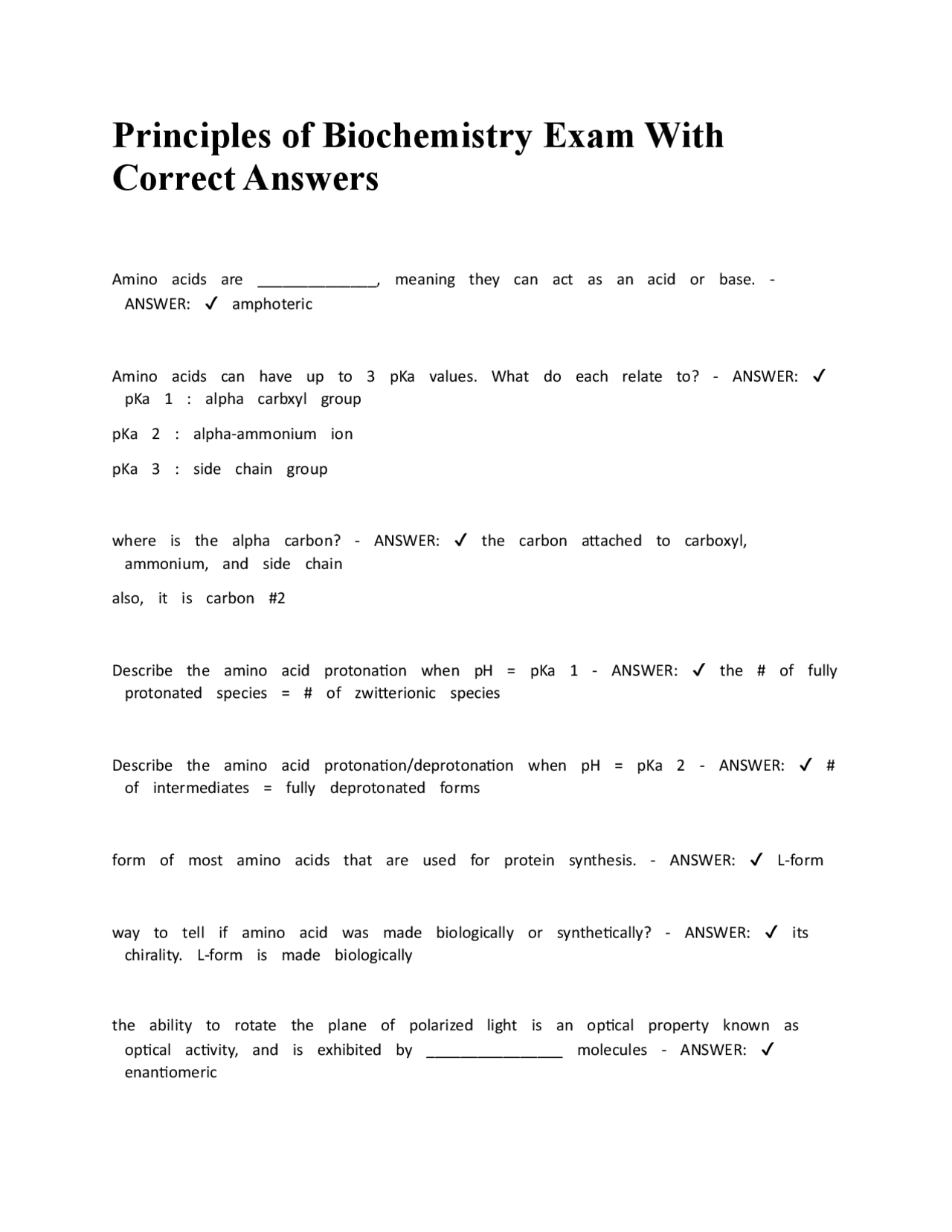 Principles of Biochemistry exam with correct answers.pdf | Exams ...