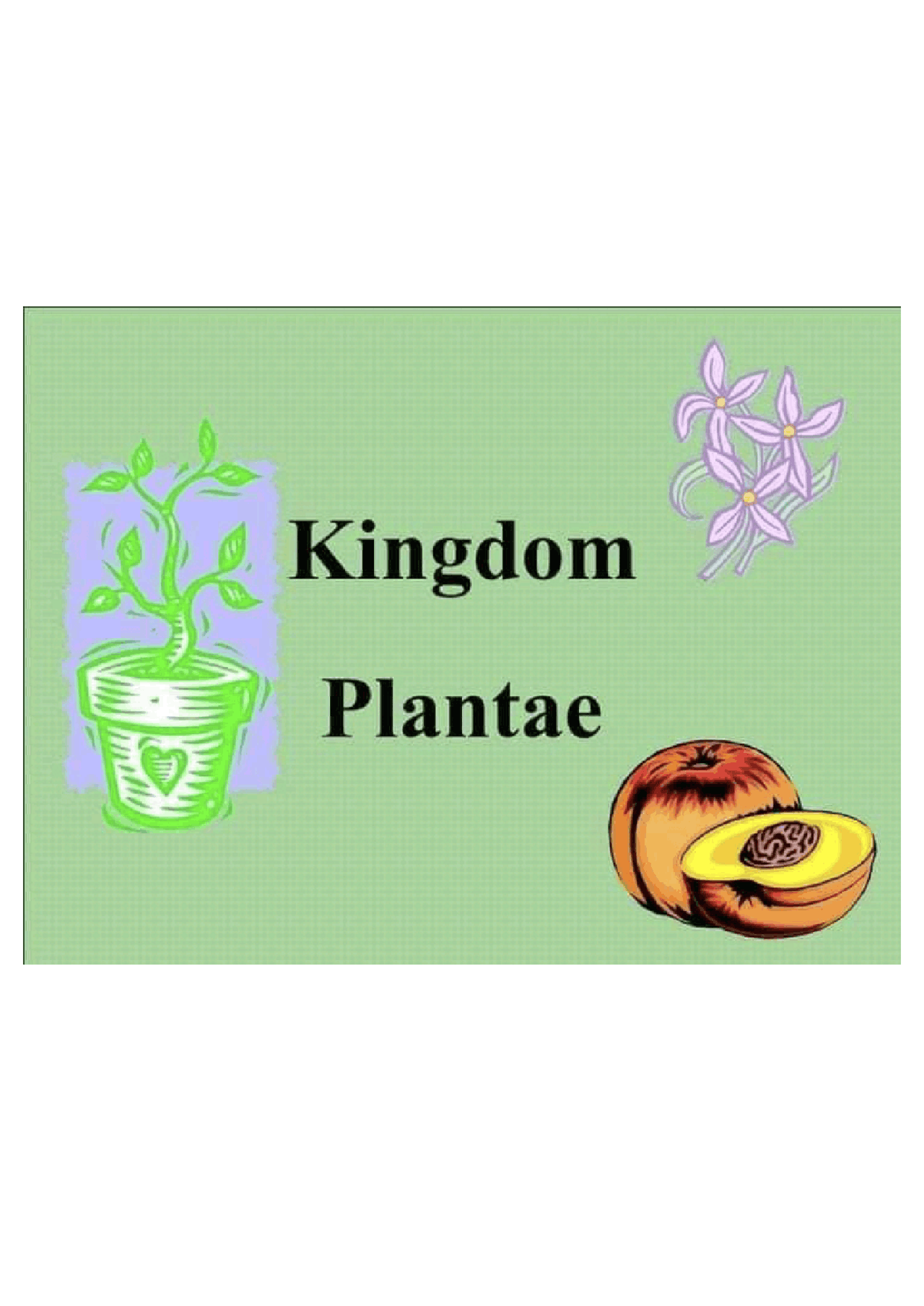 Kingdom Plantae, Biology | Study notes Biology | Docsity