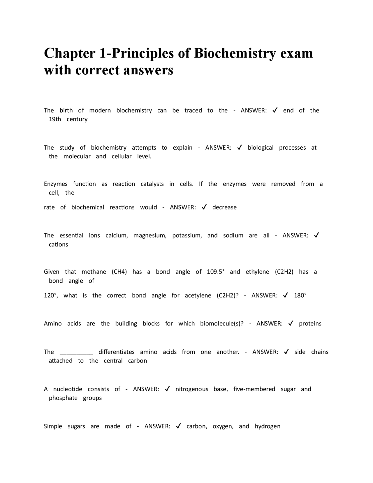 Chapter 1-Principles of Biochemistry exam with correct answers.pdf ...