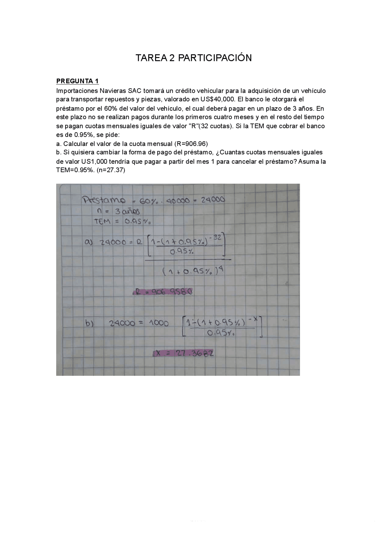 PROBLEMAS RESUELTOS MATEMATICA | Ejercicios de Matemática Financiera | Docsity