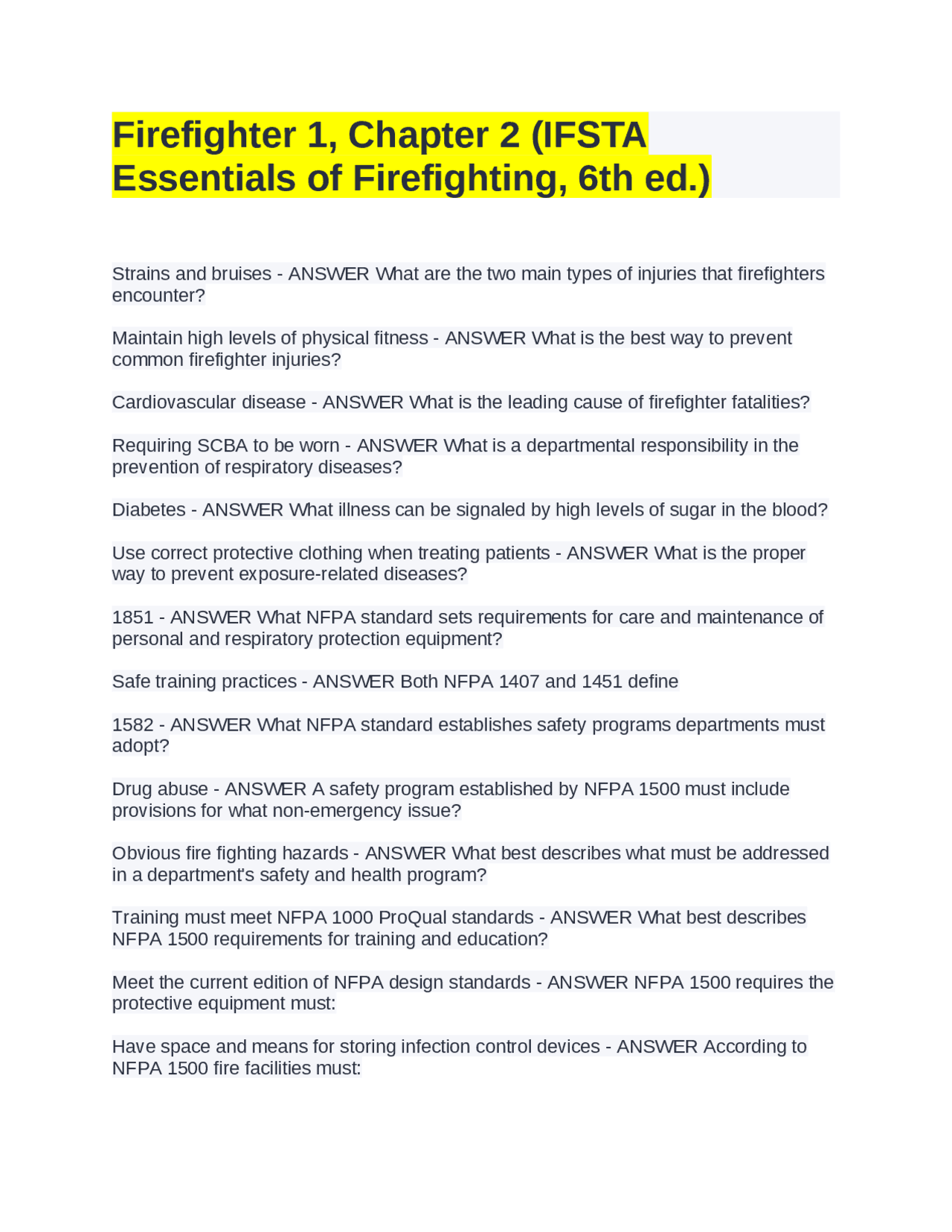 Firefighter 1, Chapter 2 (IFSTA Essentials of Firefighting, 6th ed ...