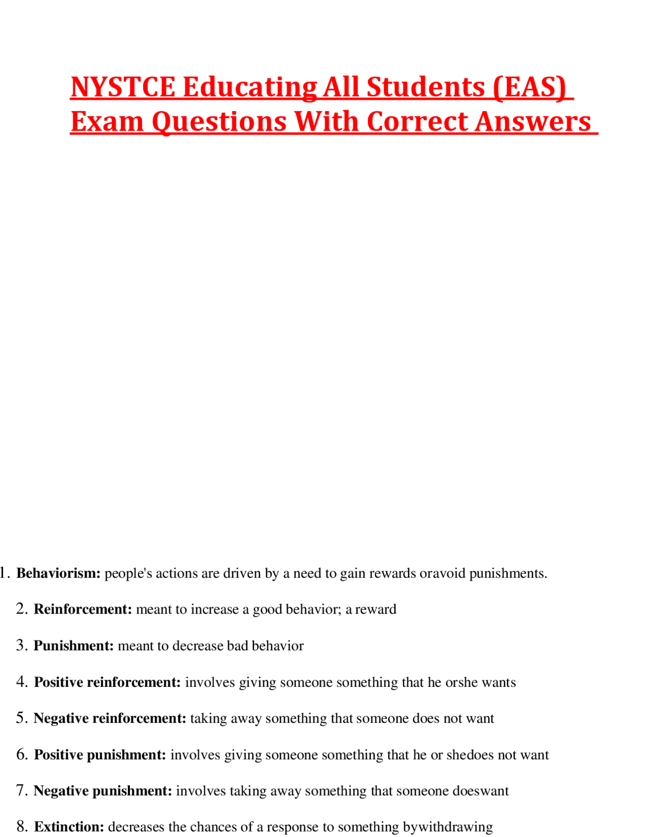 NYSTCE Educating All Students (EAS) Exam Questions With Correct Answers ...
