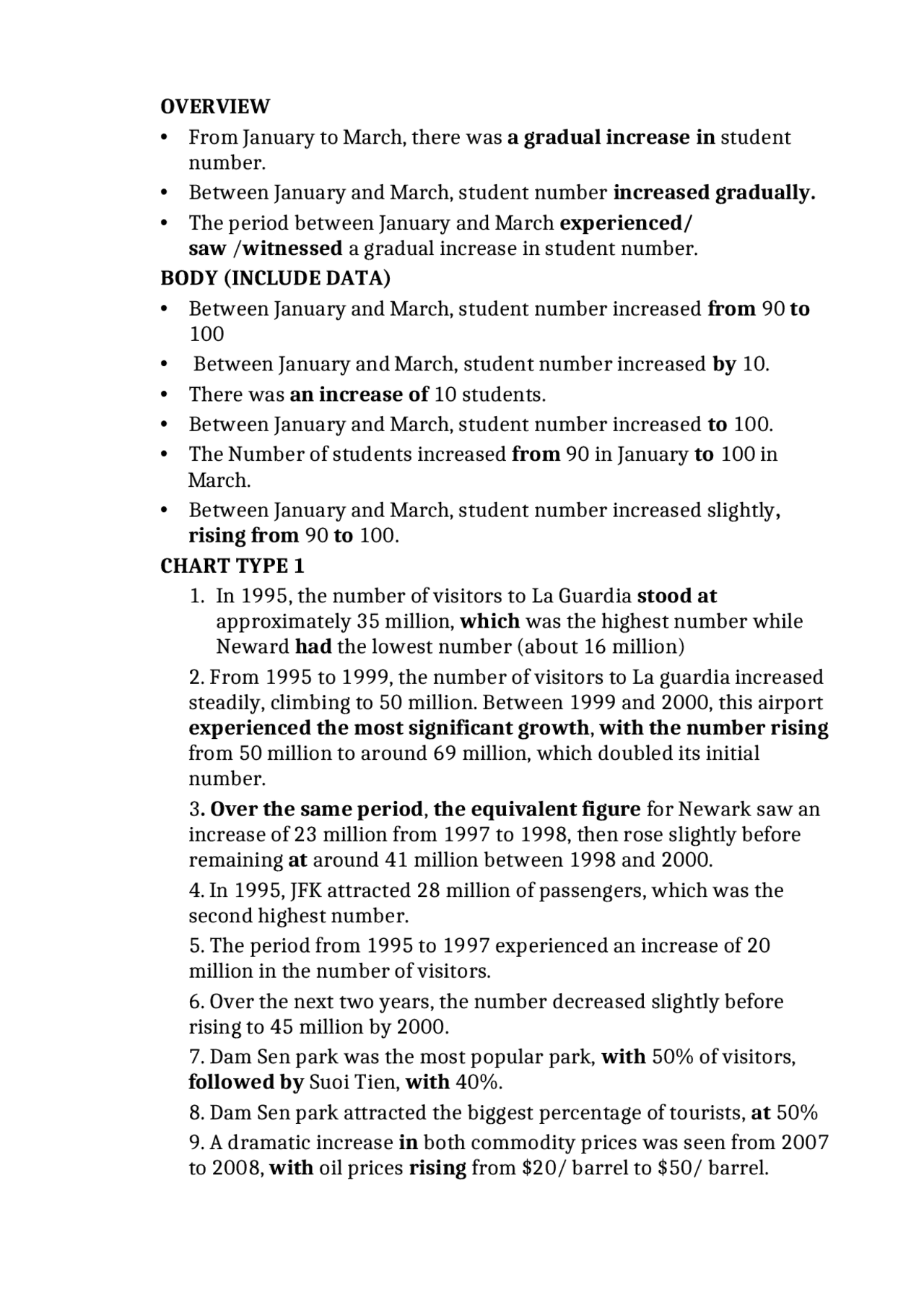 IELTS Writing Task 1 | Cheat Sheet English | Docsity