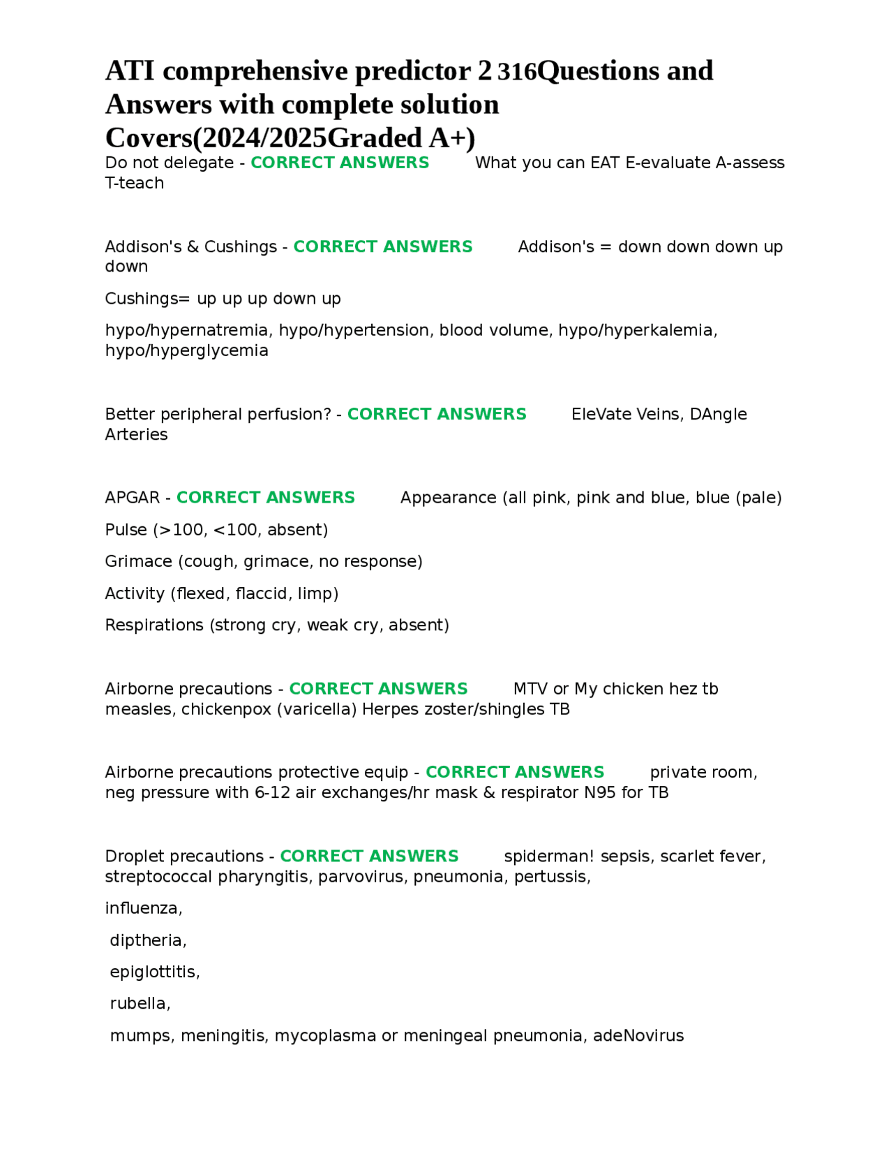 ATI comprehensive predictor 2 316Questions and Answers with complete ...