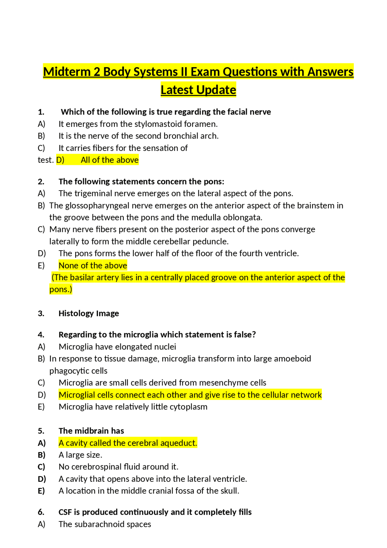 Midterm 2 Body Systems II Exam Questions with Answers Latest Update ...