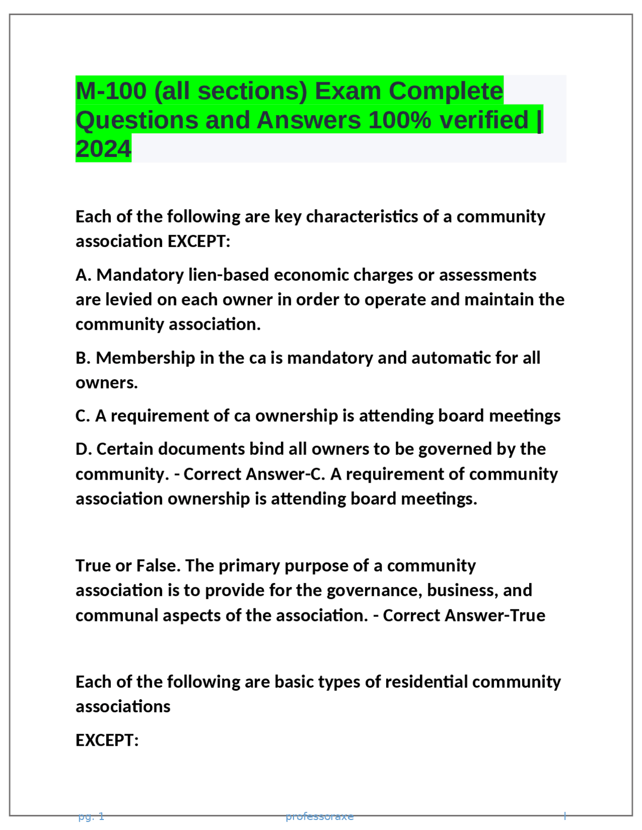 LSU ACCT 3222 Laura Wiley - Chapter 1 Exam 1 Questions With 100% ...