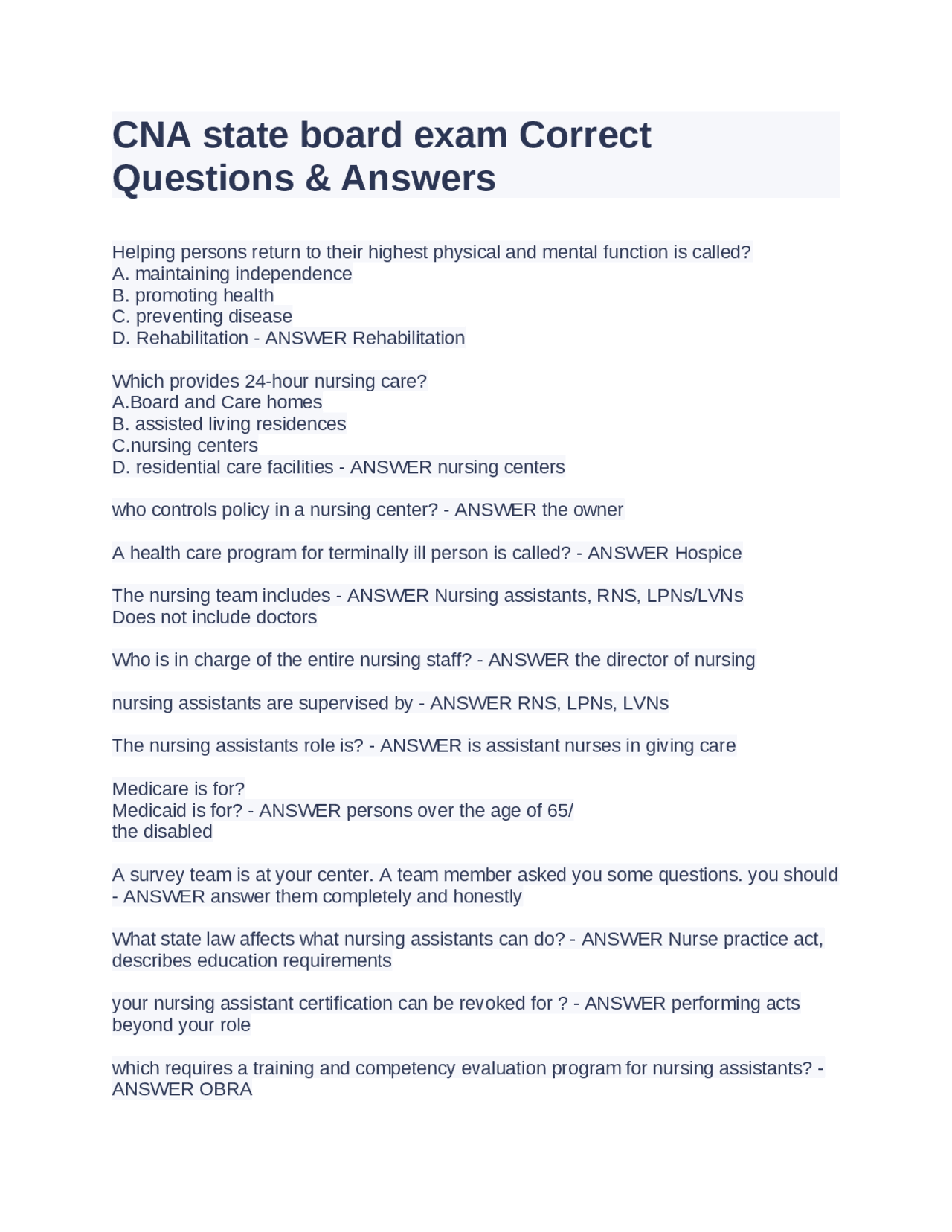 CNA State Board Exam: Comprehensive Guide to Nursing Assistant Duties ...