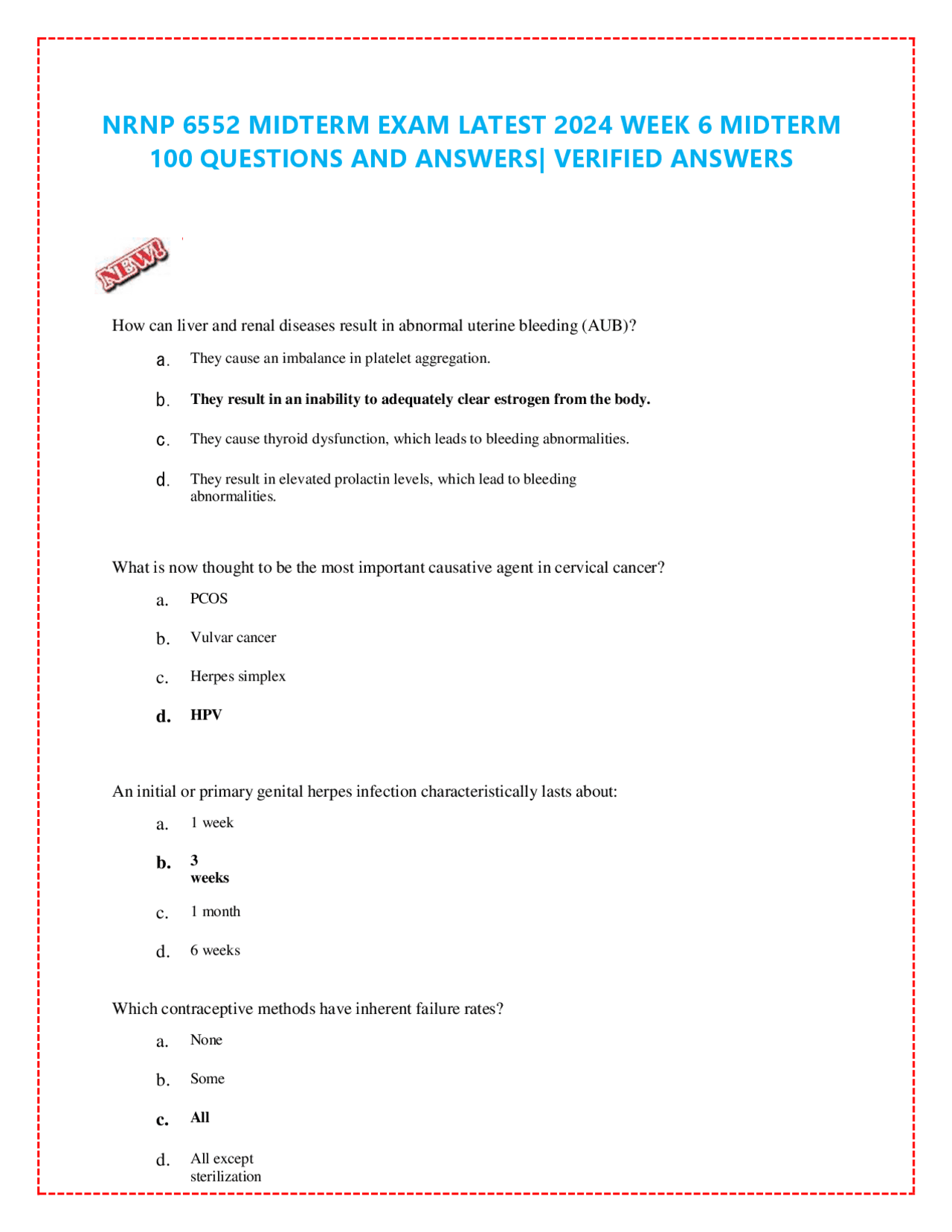 NRNP 6552 MIDTERM EXAM LATEST 2024 WEEK 6 MIDTERM 100 QUESTIONS AND ...
