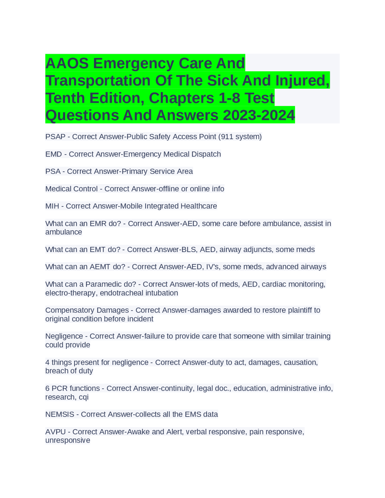 AAOS Emergency Care And Transportation Of The Sick And Injured, Tenth ...