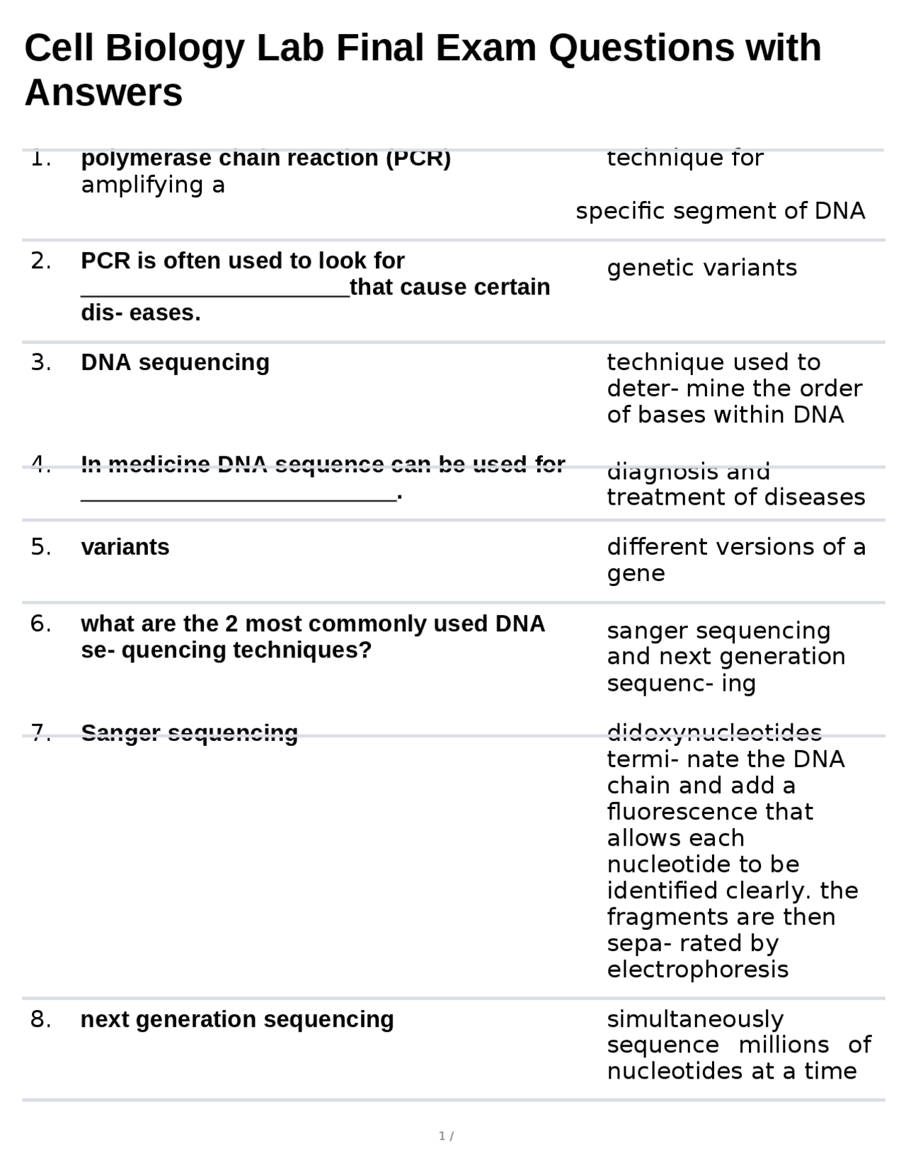 Cell Biology Lab Final Exam Questions with Answers | Exams Cell Biology ...