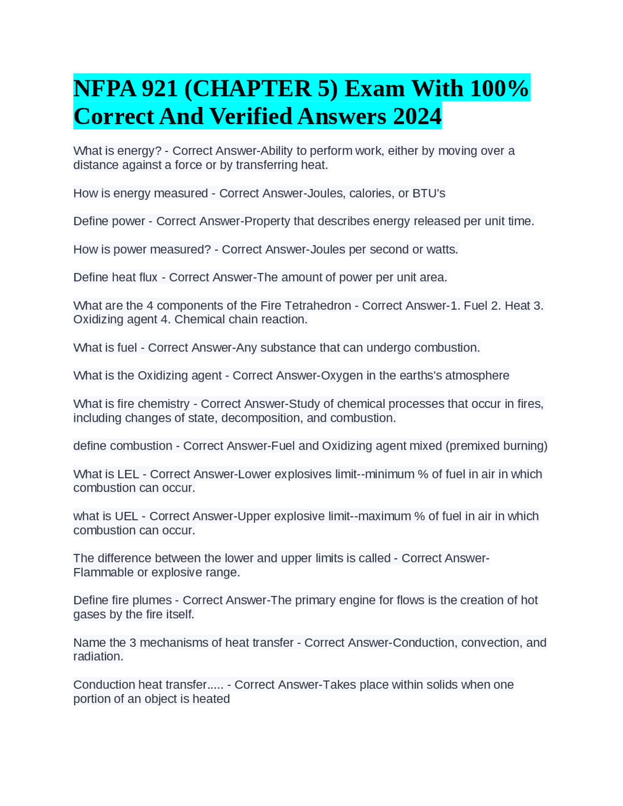 NFPA 921 (CHAPTER 5) Exam With 100% Correct And Verified Answers 2024 ...
