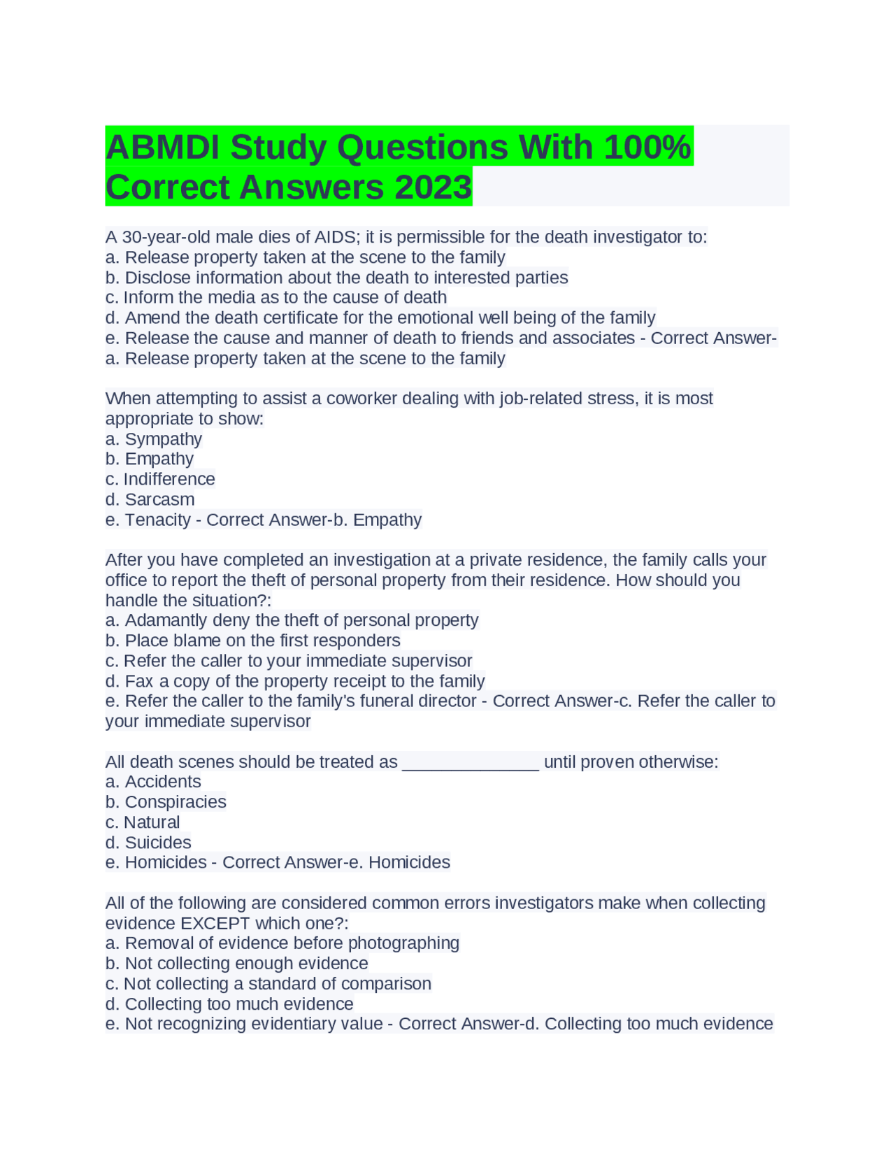 ABMDI Registry Exam With 100% Correct Answers 2023 Anacephalic ...