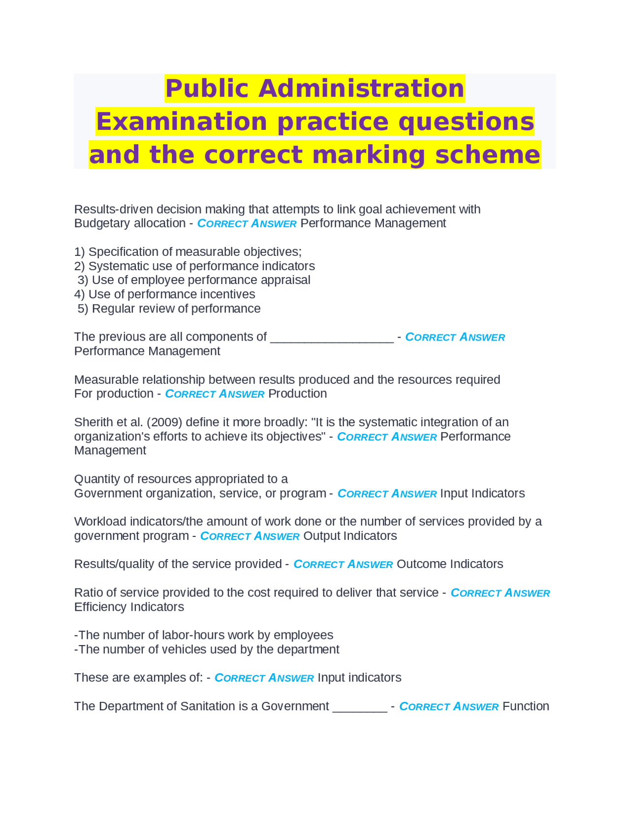 Public Administration Examination practice questions and the correct marking scheme | Exams ...