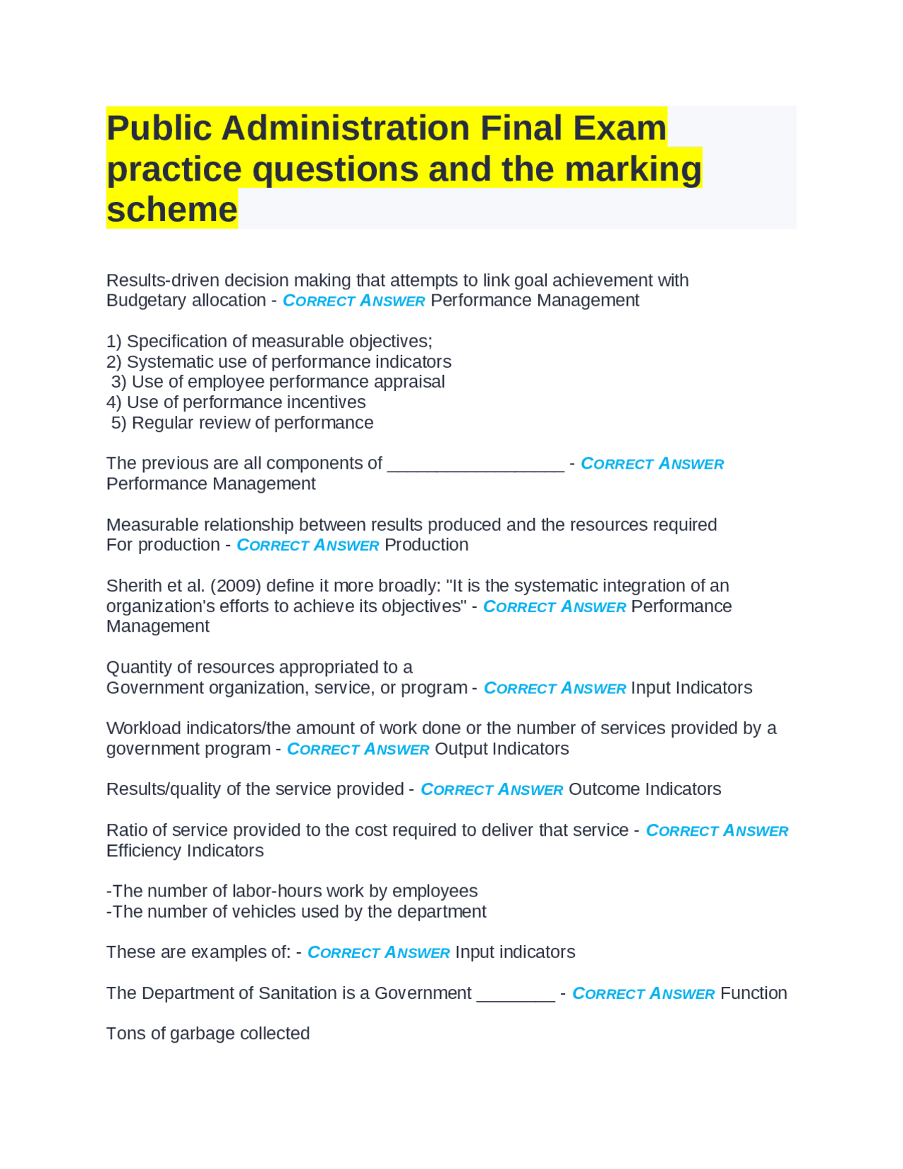 Public Administration Final Exam practice questions and the marking scheme | Exams Introduction ...
