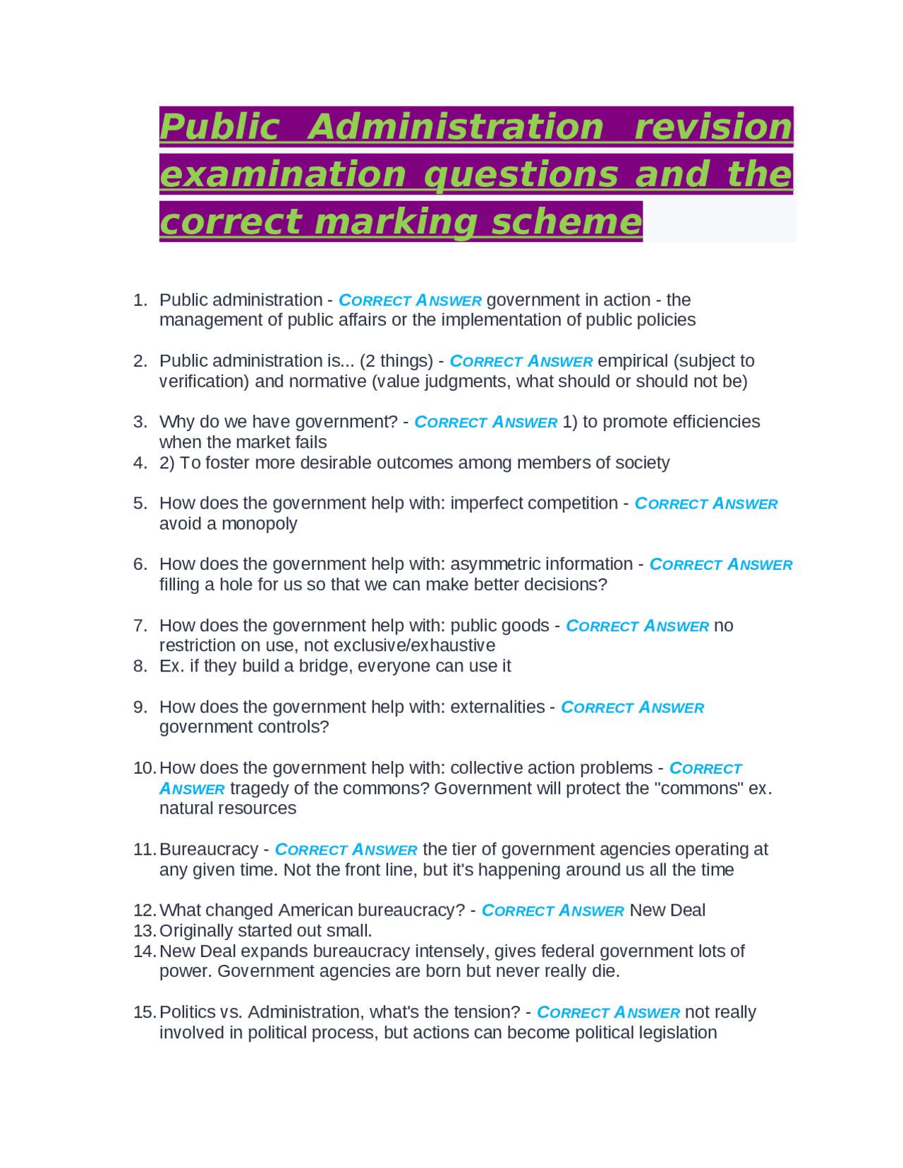 Public Administration revision examination questions and the correct marking scheme | Exams ...