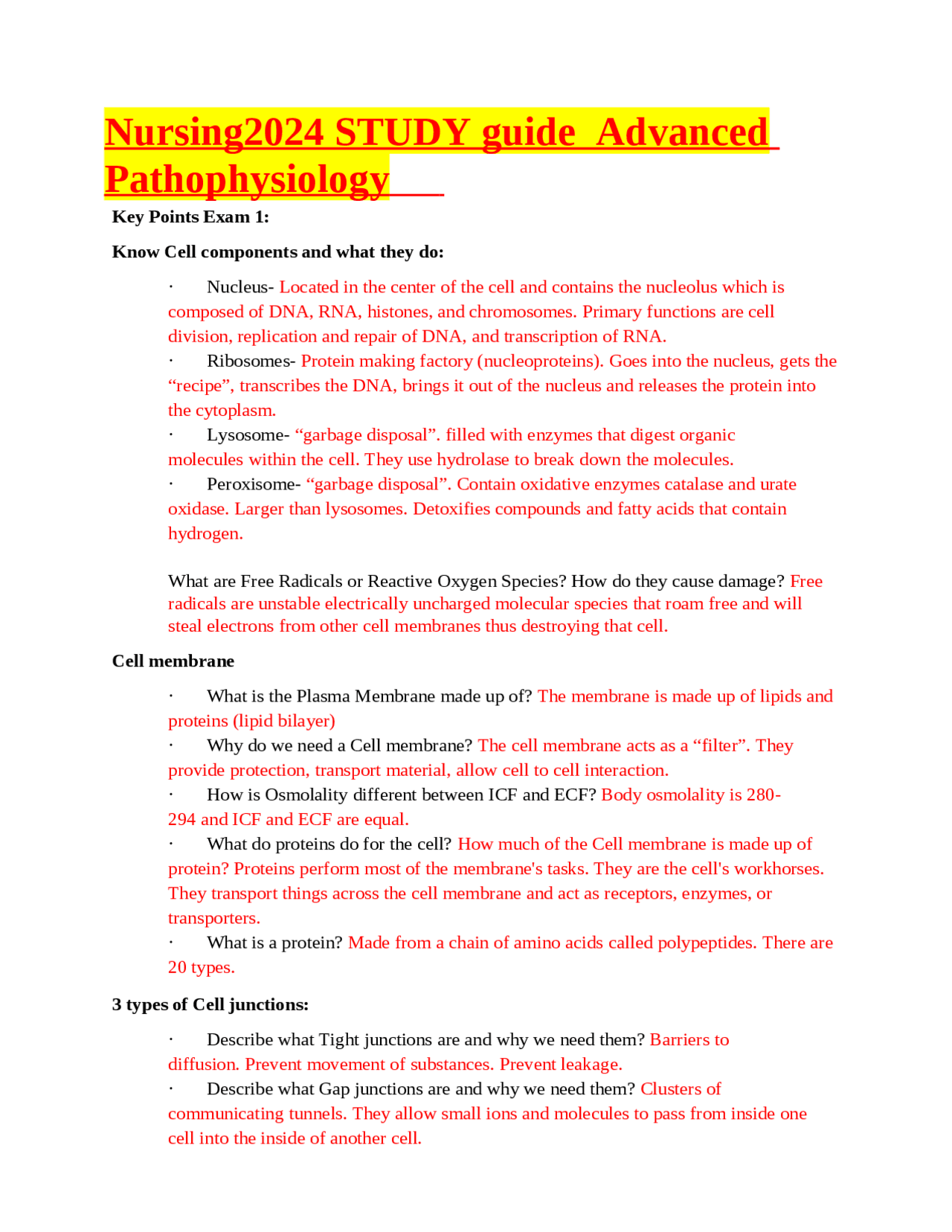 Nursing2024 STUDY guide Advanced Pathophysiology | Study Guides ...