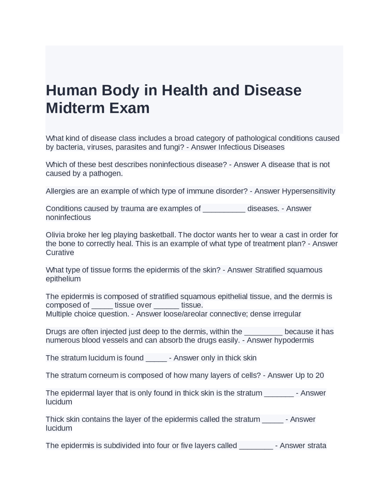 Human Body in Health and Disease Midterm Exam 2024 (Graded A) | Exams ...