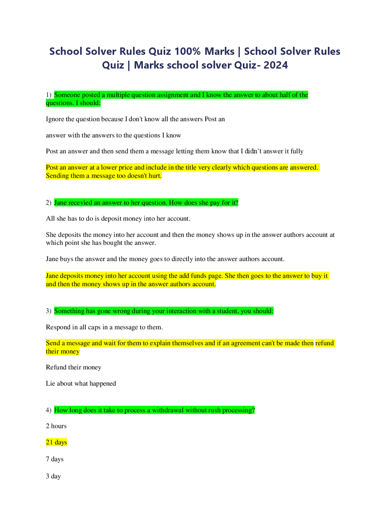 School Solver Rules Quiz 100% Marks | School Solver Rules Quiz | Marks ...