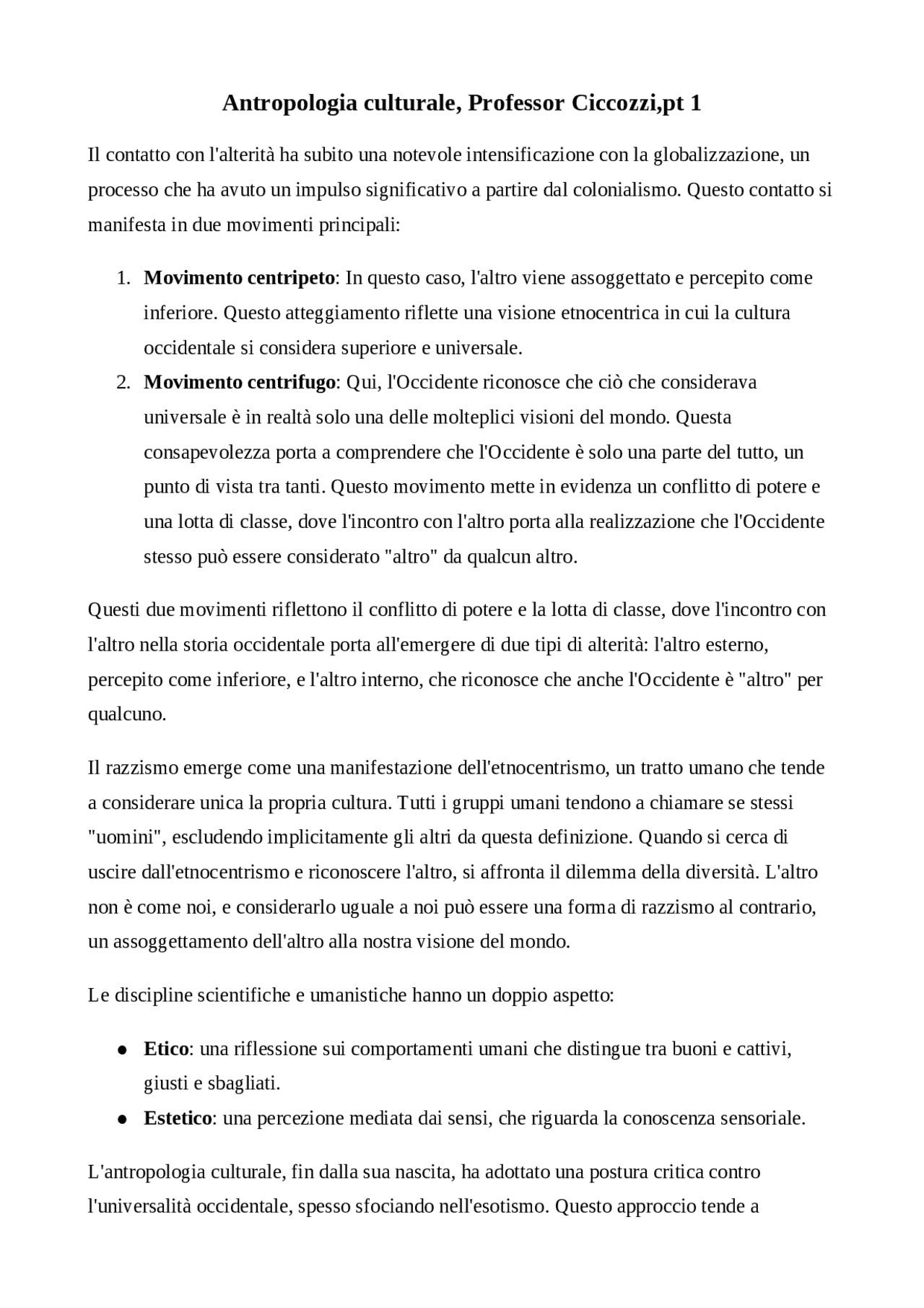 antropologia culturale appunti presi durante le lezioni col professor ...