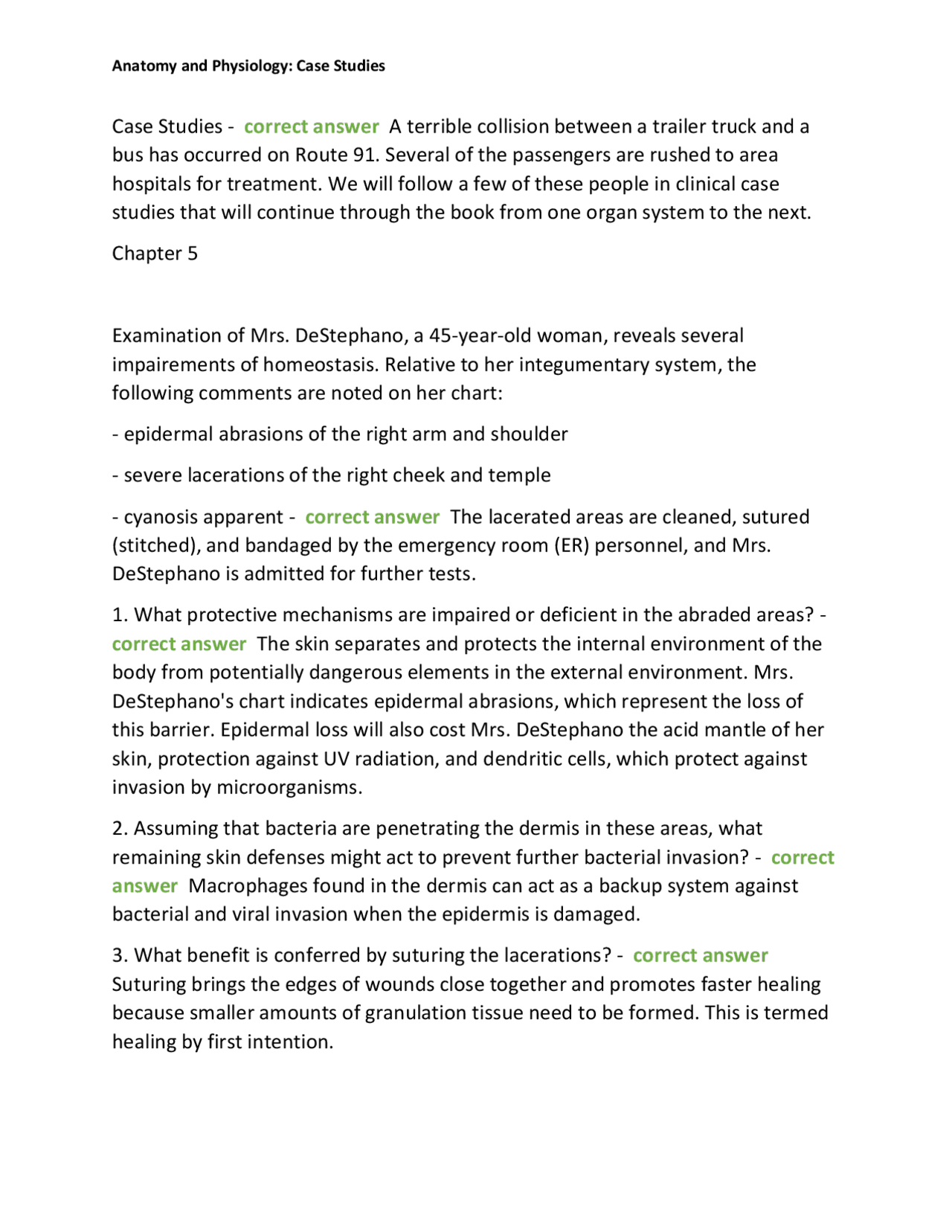 Anatomy and Physiology: Case Studies | Exams Nursing | Docsity