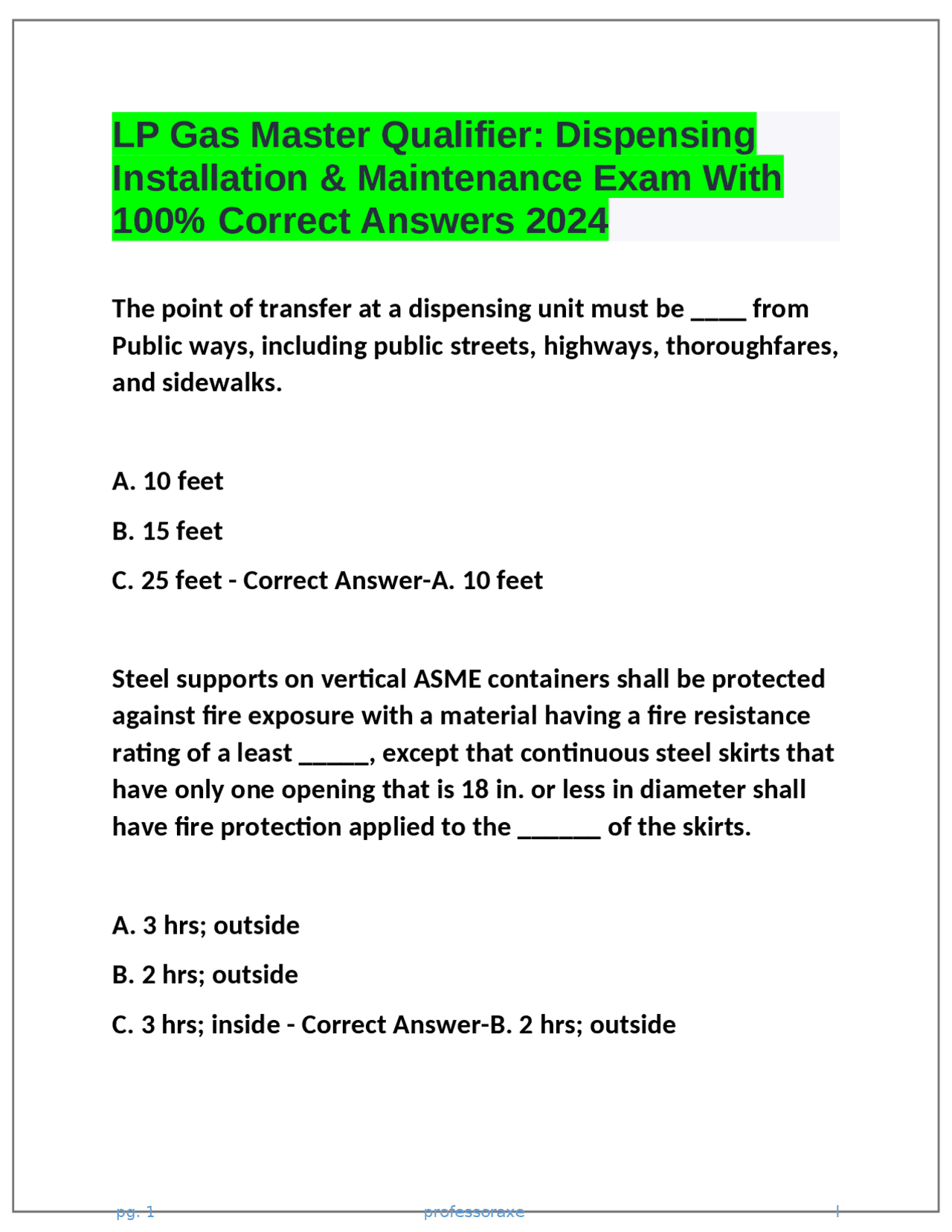 LP Gas Master Qualifier: Dispensing Installation & Maintenance Exam ...