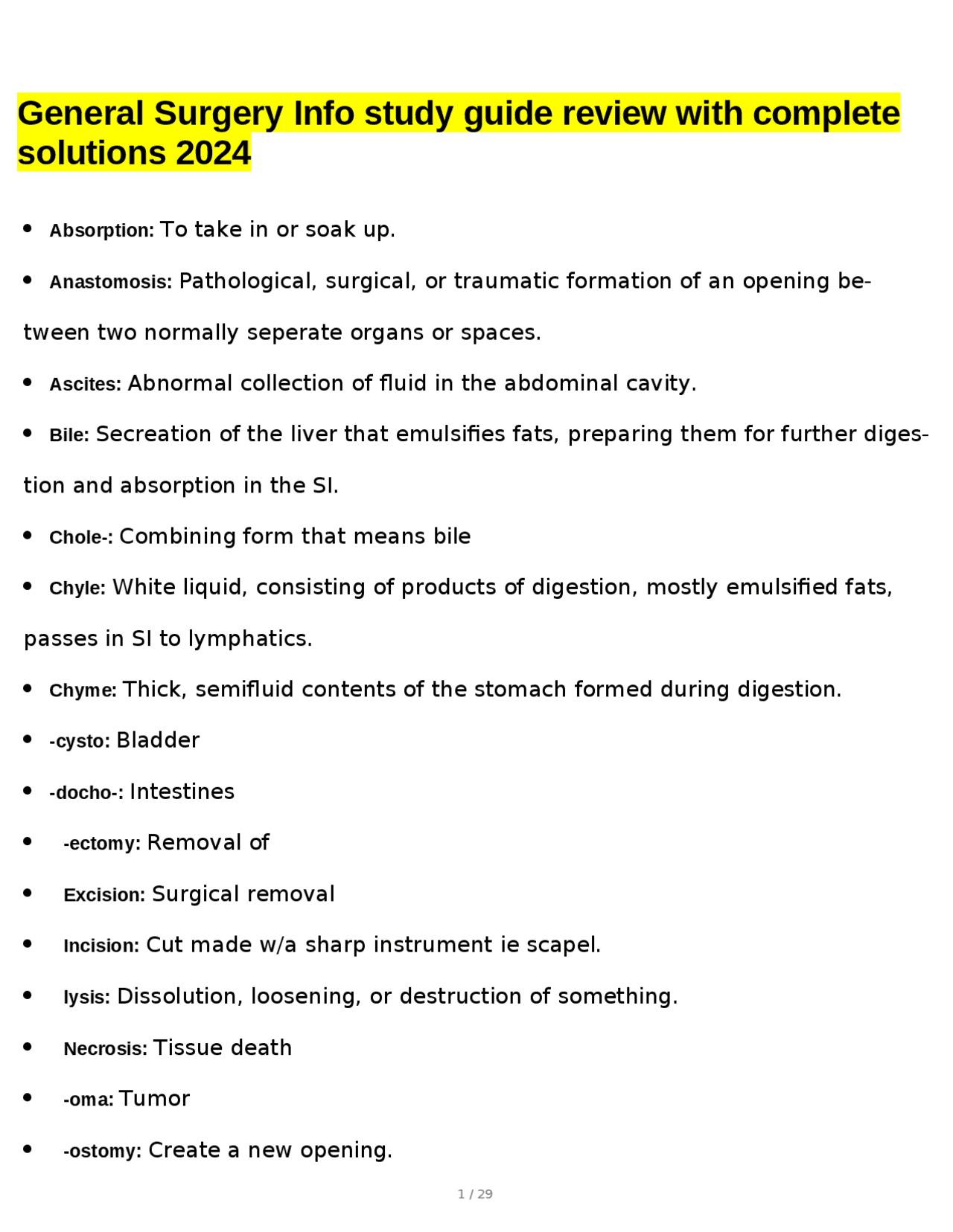 General Surgery Info study guide review with complete solutions 2024 ...