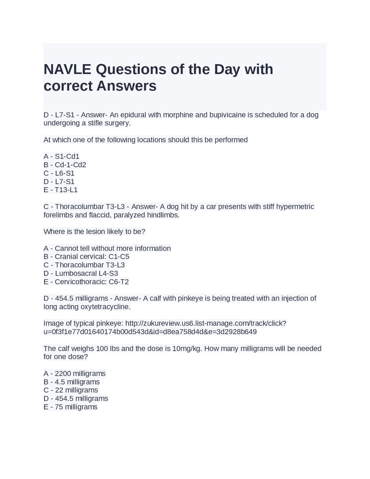 NAVLE Questions of the Day with correct Answers | Exams Advanced ...