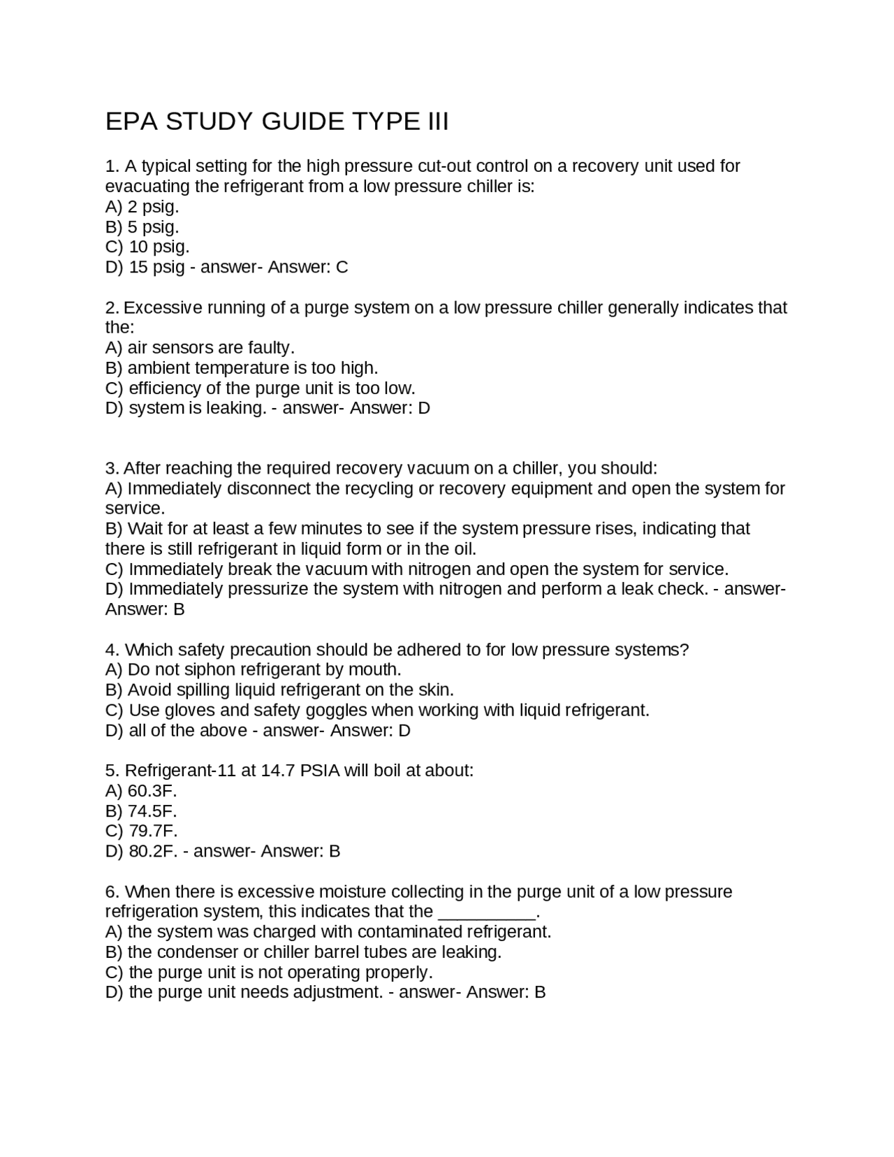 EPA STUDY GUIDE TYPE III QUESTIONS AND ANSWERS 2024 | Exams Nursing ...