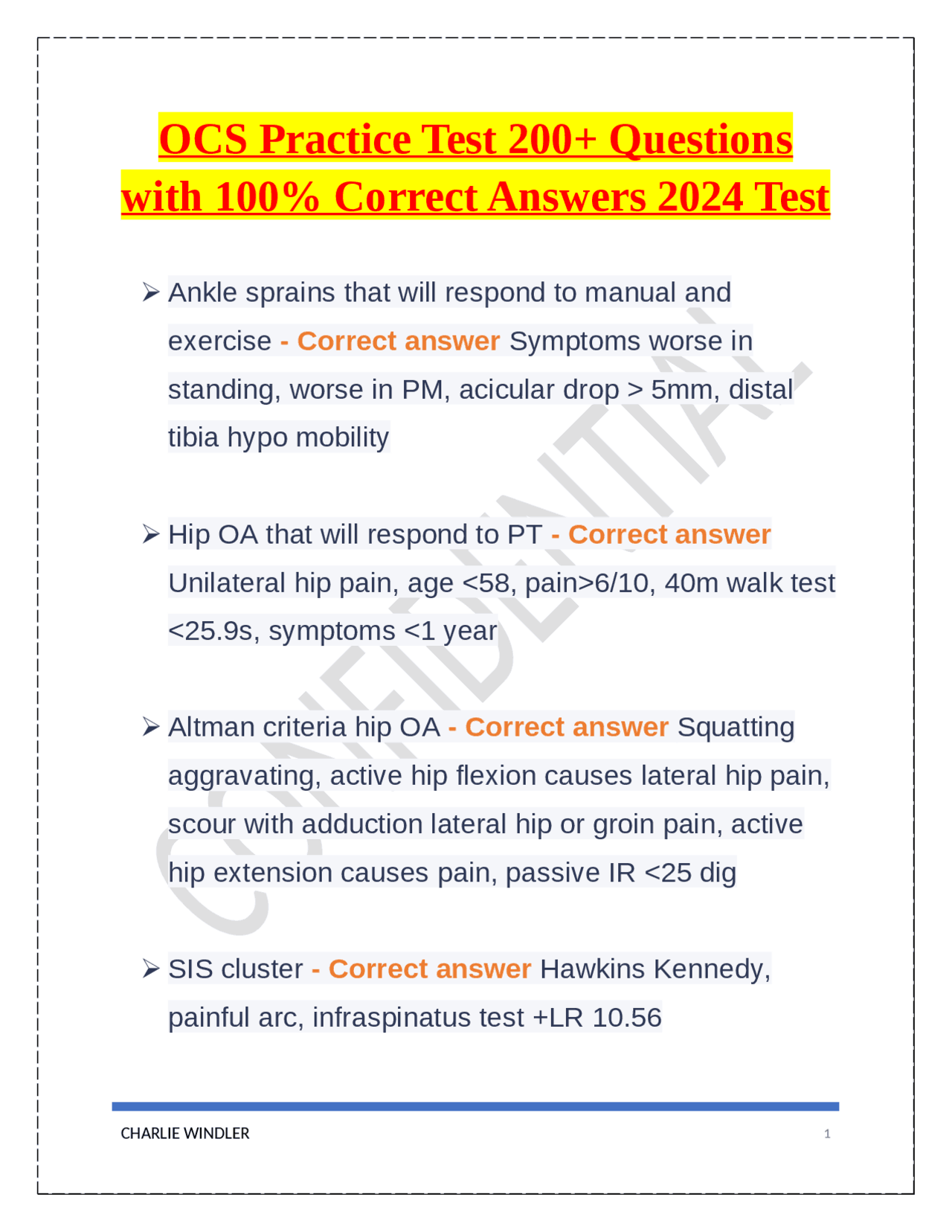 OCS Practice Test 200+ Questions with 100% Correct Answers 2024 Test ...