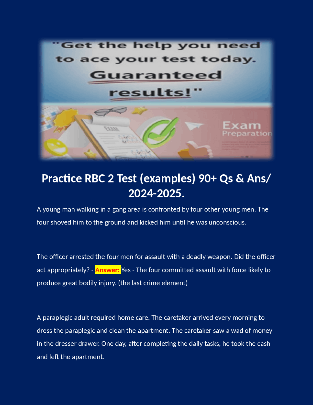 Practice RBC 2 Test (examples) 90+ Qs & Ans/ 2024-2025. | Exams Nursing ...